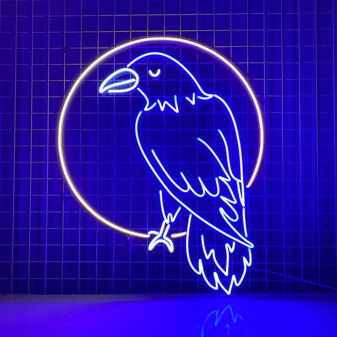 Glowneon Raven Bird Neon Sign, Animal Crow Moon Wall Art Decor ...