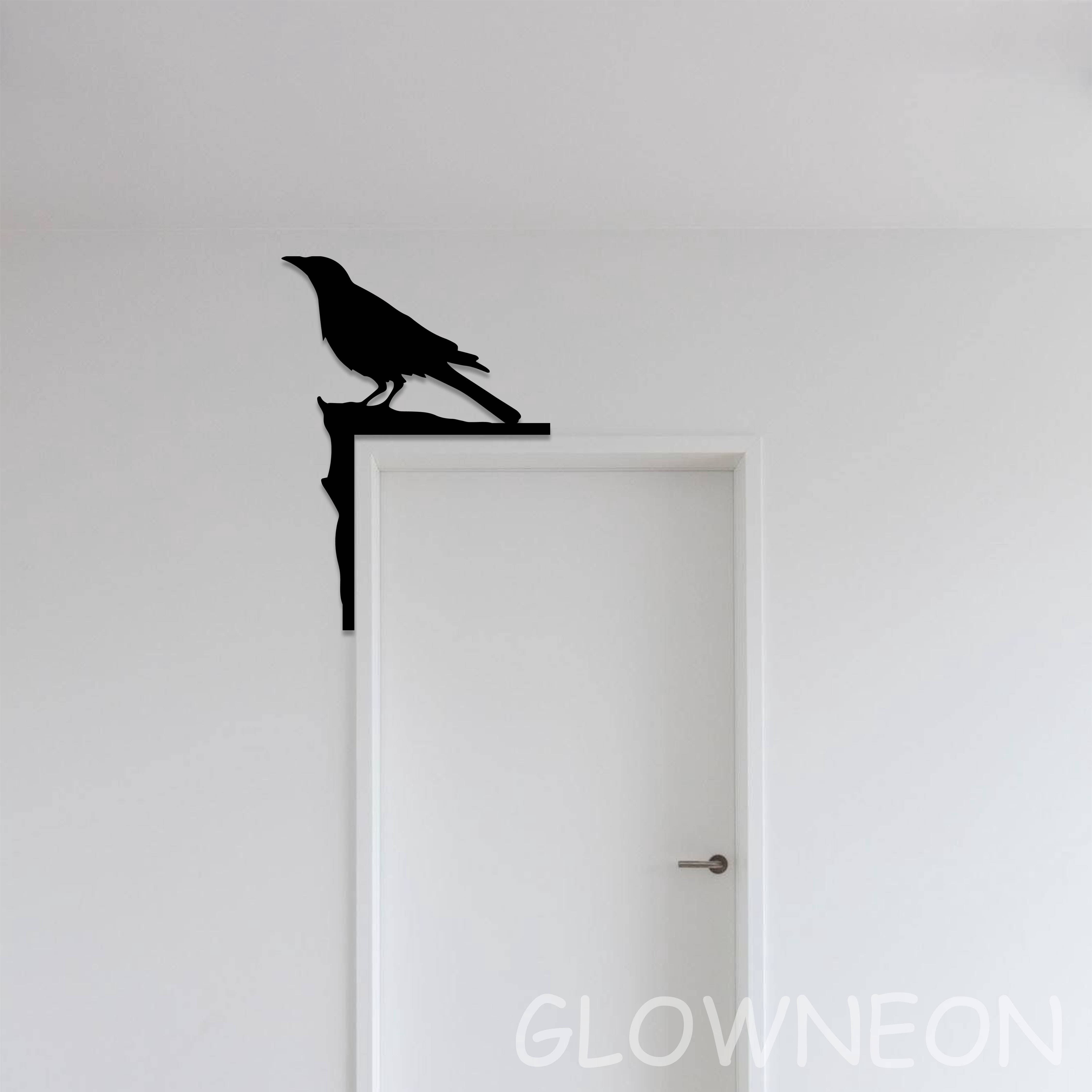 Glowneon Raven Door Trim Metal Sign, Black Crow Lover Door Corner Art ...