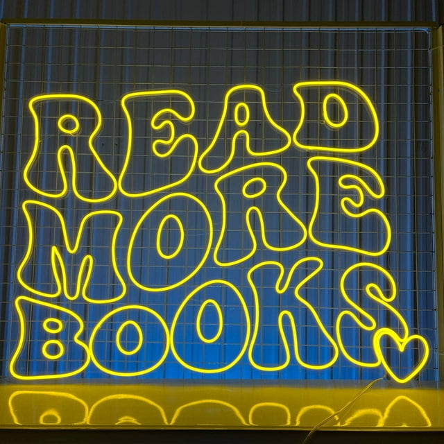 Glowneon Read More Book Neon Sign, Book Shop Library Wall LED Decor ...