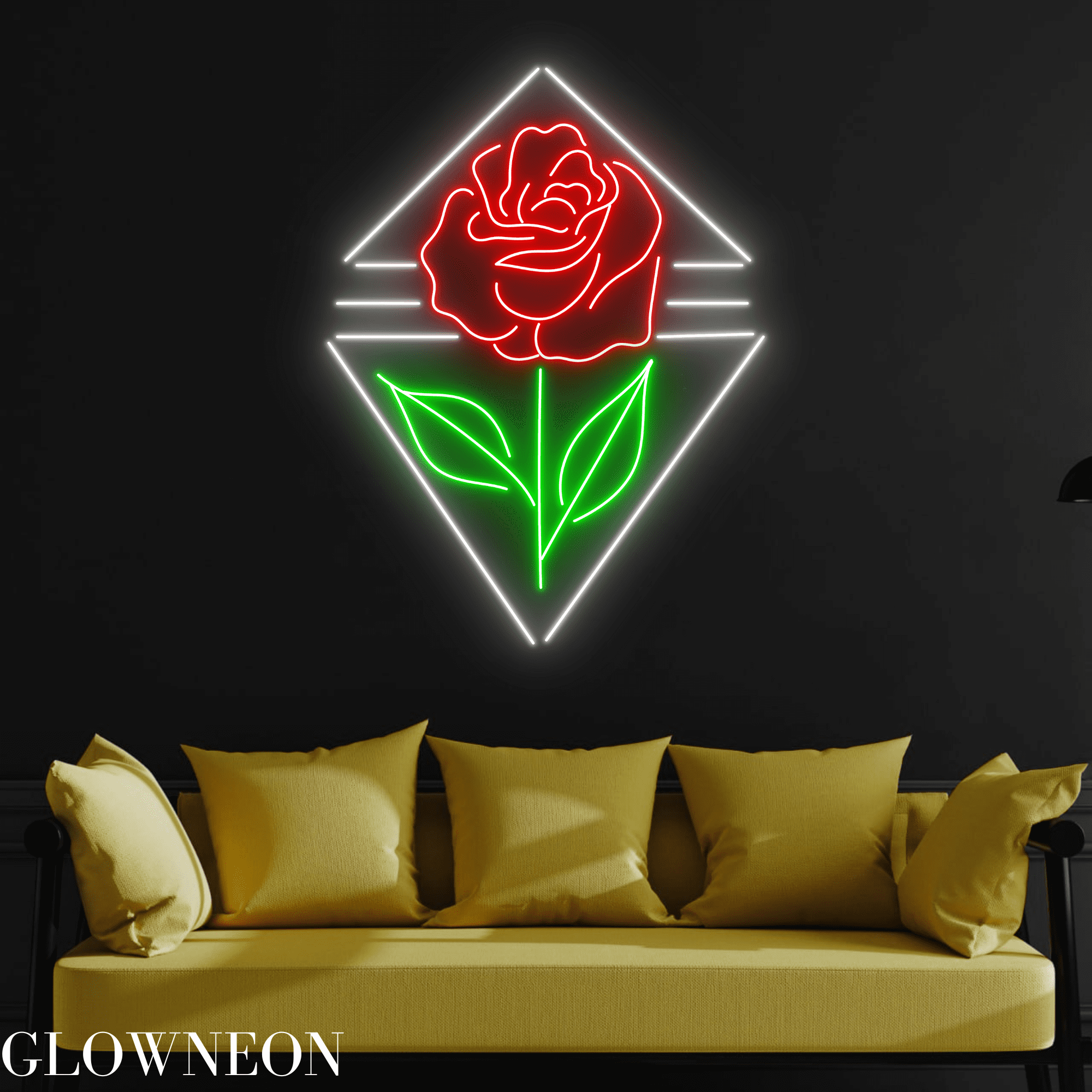 Glowneon Red Rose Neon Sign, Rose Flower Led Sign, Flower Shop Decor ...