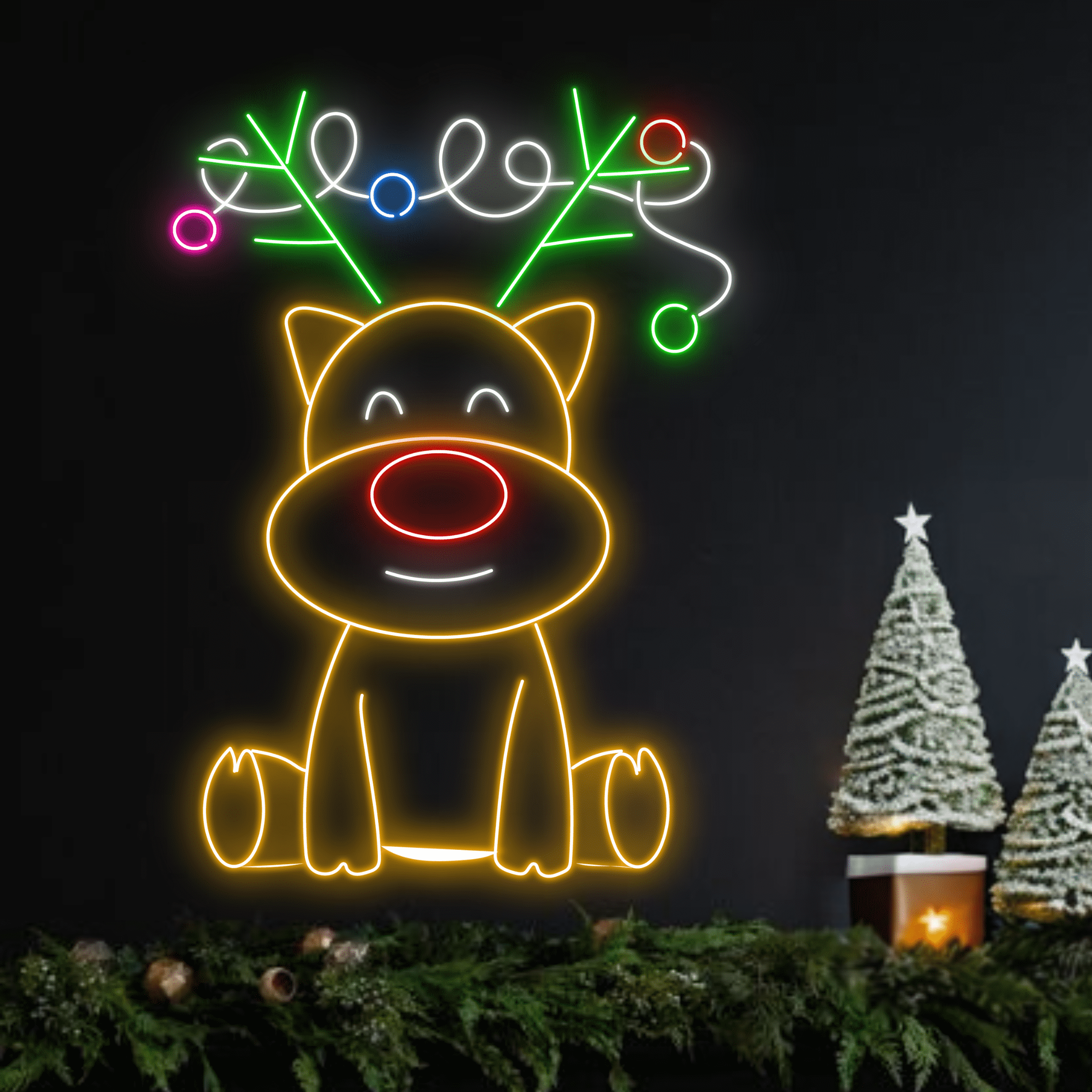 Glowneon Reindeer Christmas Neon Sign, Christmas Lights Decoration ...