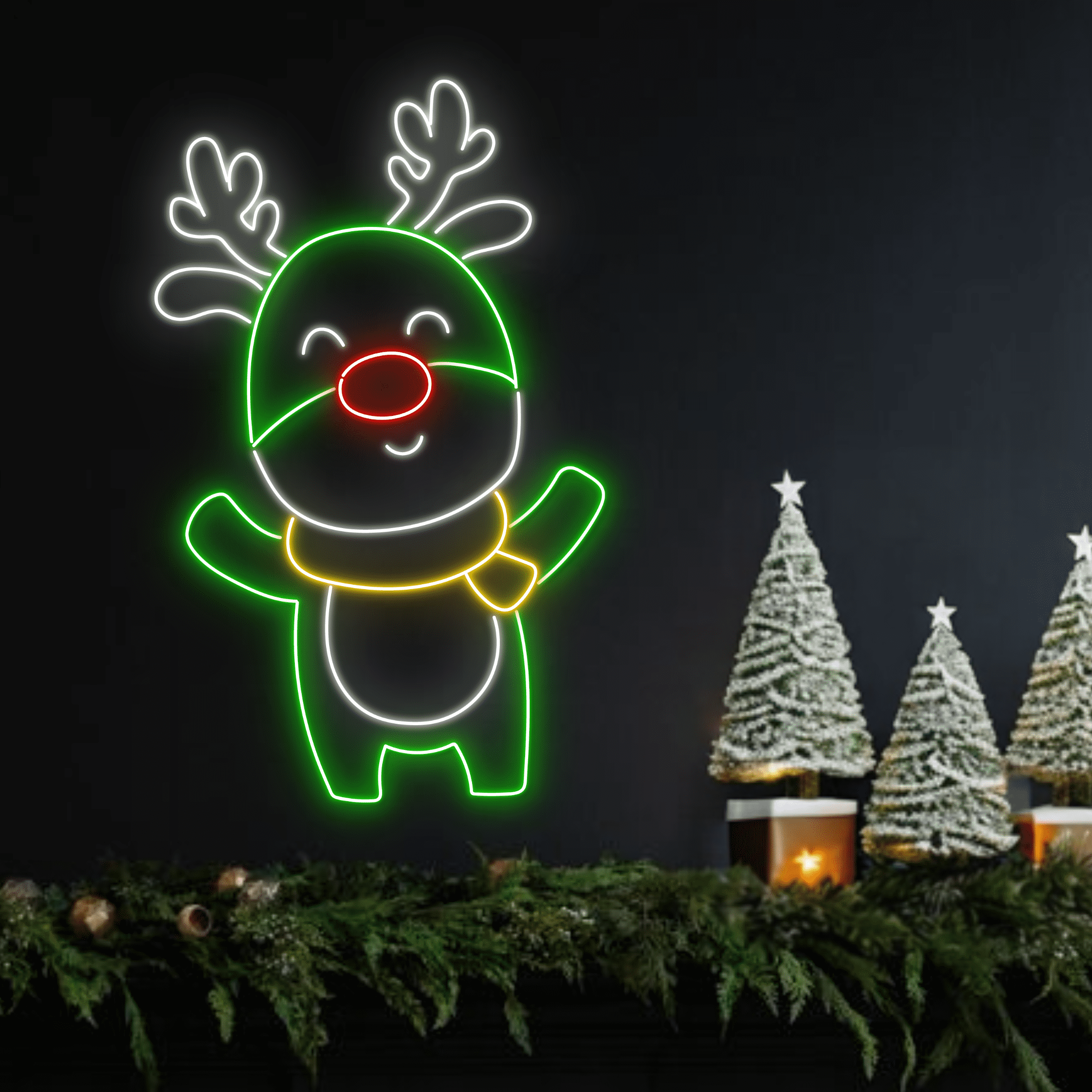 Glowneon Reindeer Christmas Neon Sign, Christmas Party Wall Decor ...