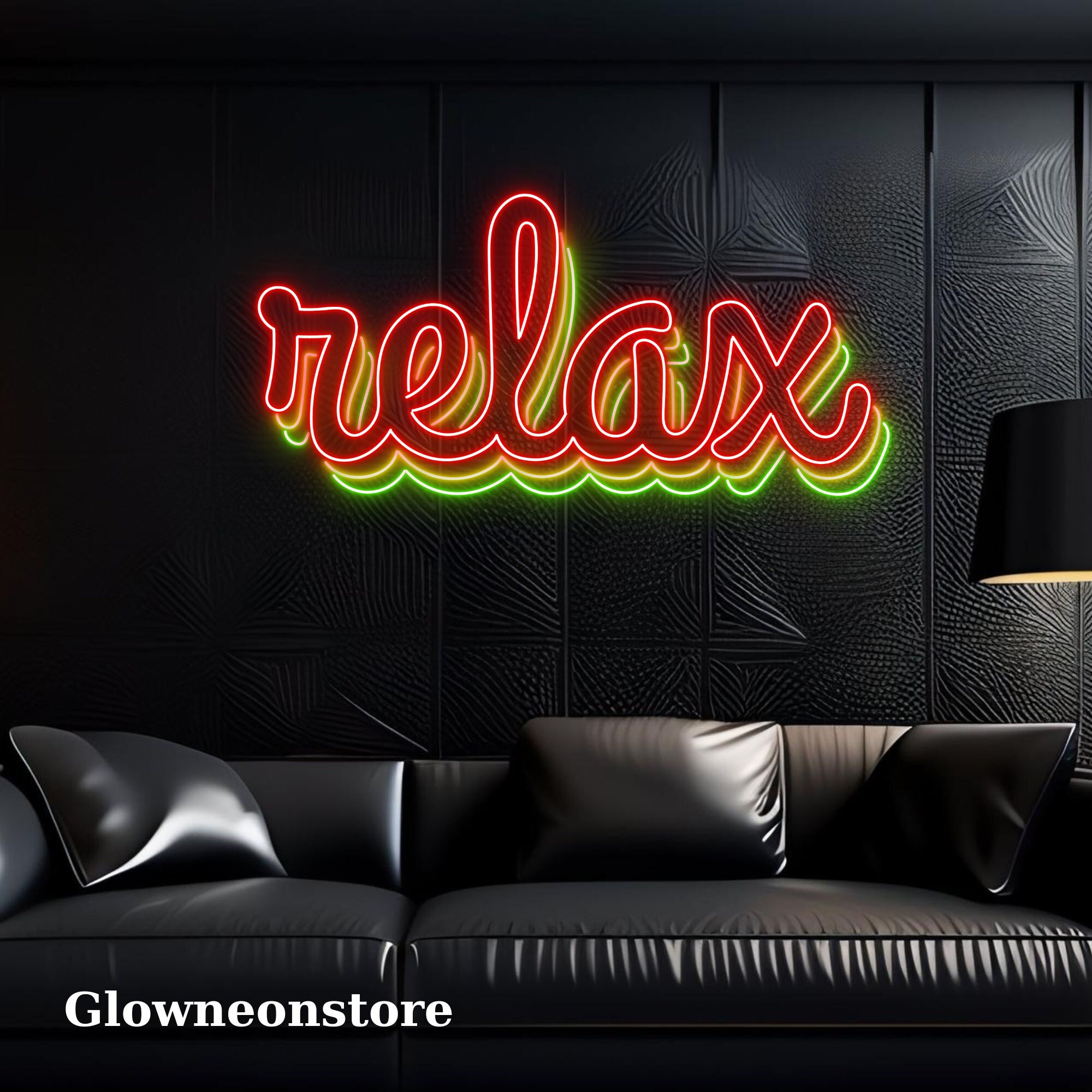 Glowneon Relax Neon Sign, Relax Led Light, Relax Rasta Color Led Sign ...