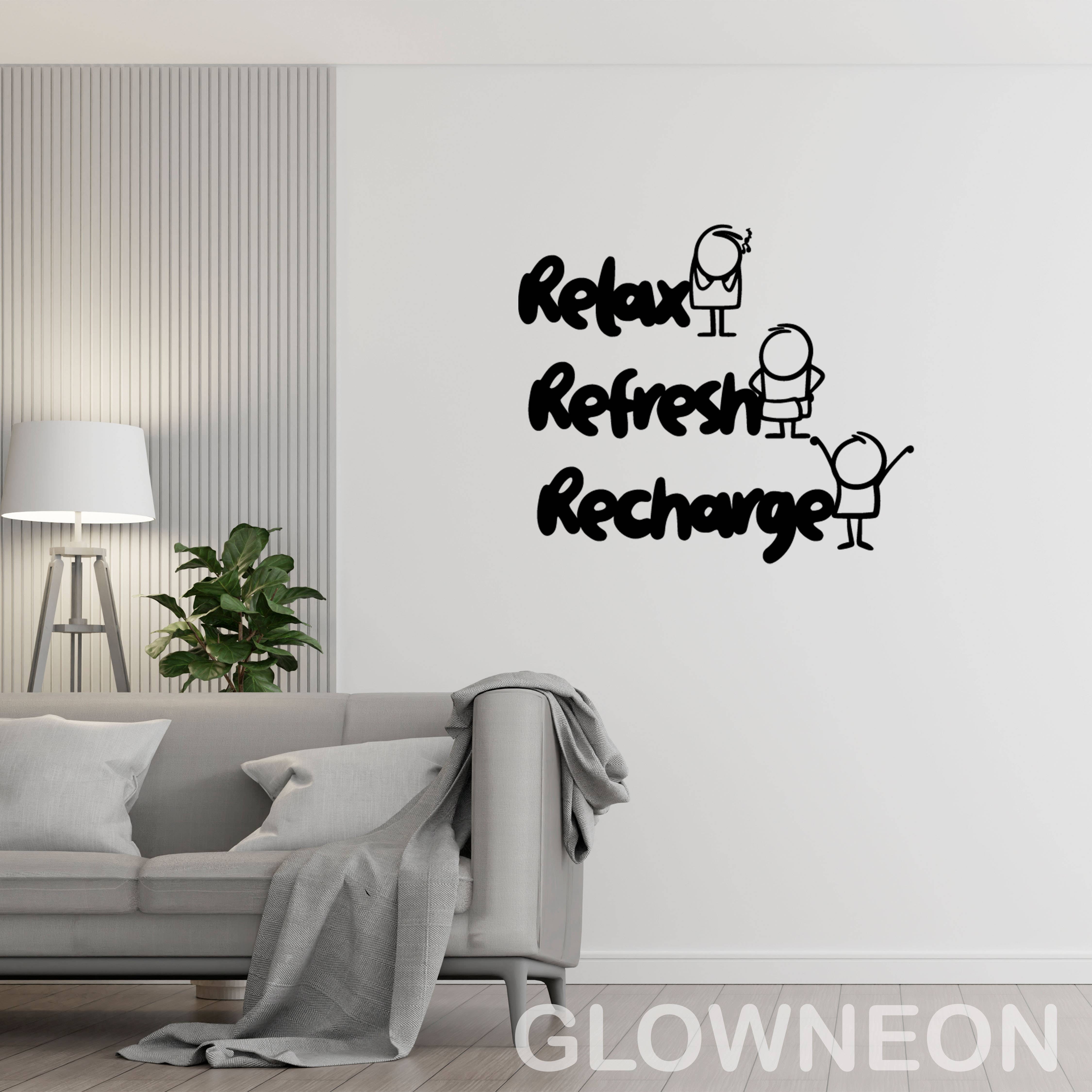 Glowneon Relax Refresh Recharge Restroom Wall Decor, Bathroom Decor ...