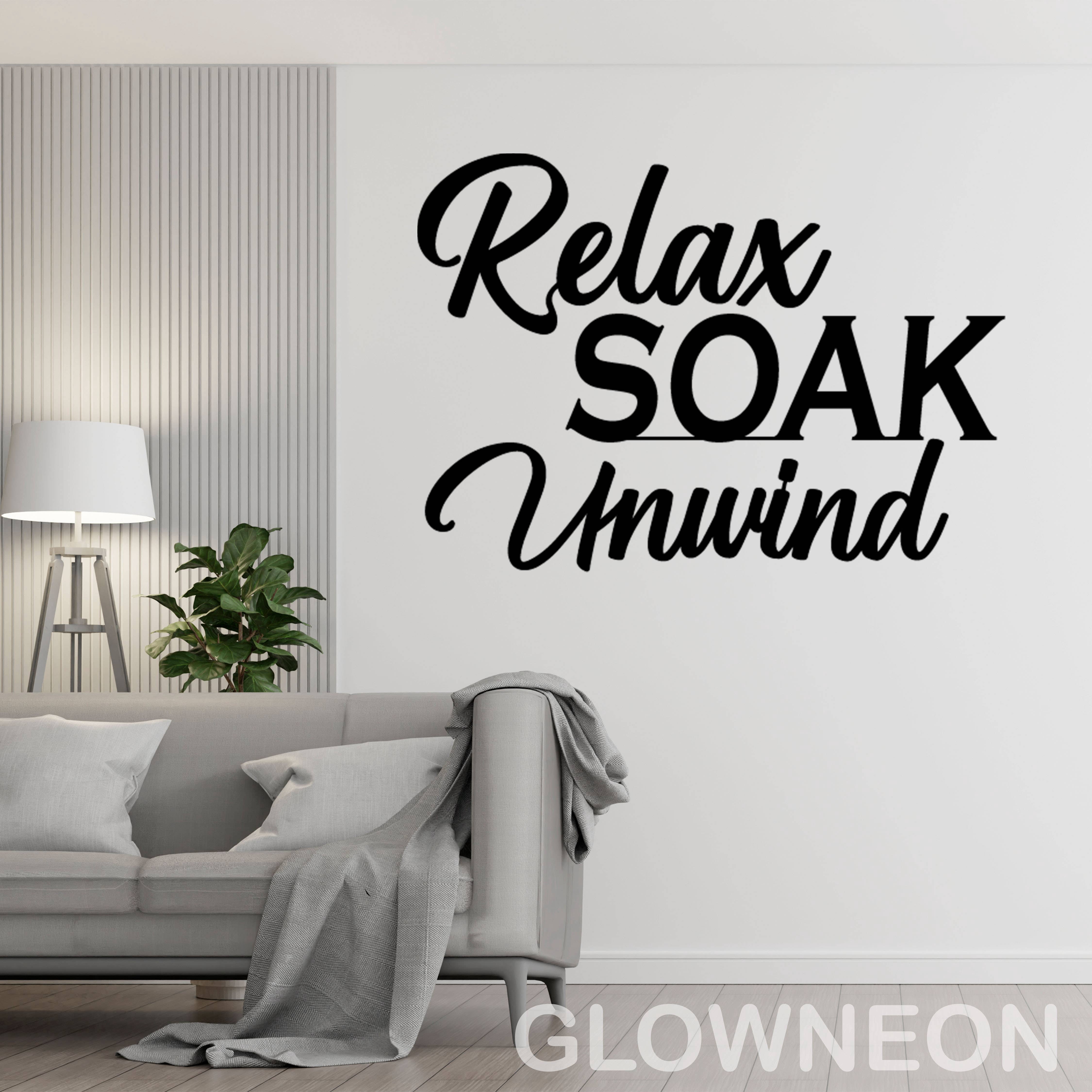 Glowneon Relax Soak Unwind Metal Bathroom Decor, Toilet Bathroom Sign ...
