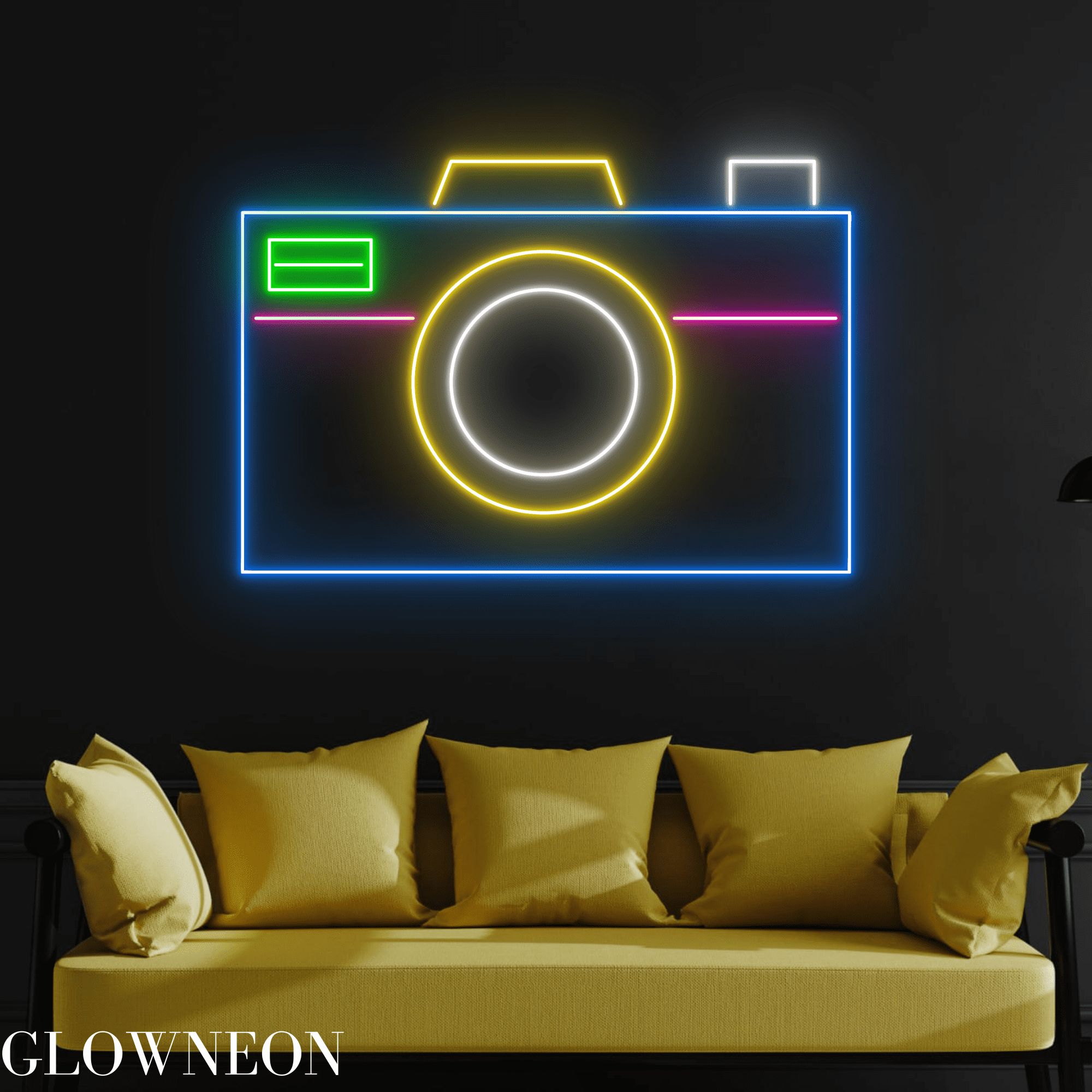 Glowneon Retro Camera Neon Sign, Photo Studio Led Sign, Bedroom Decor ...