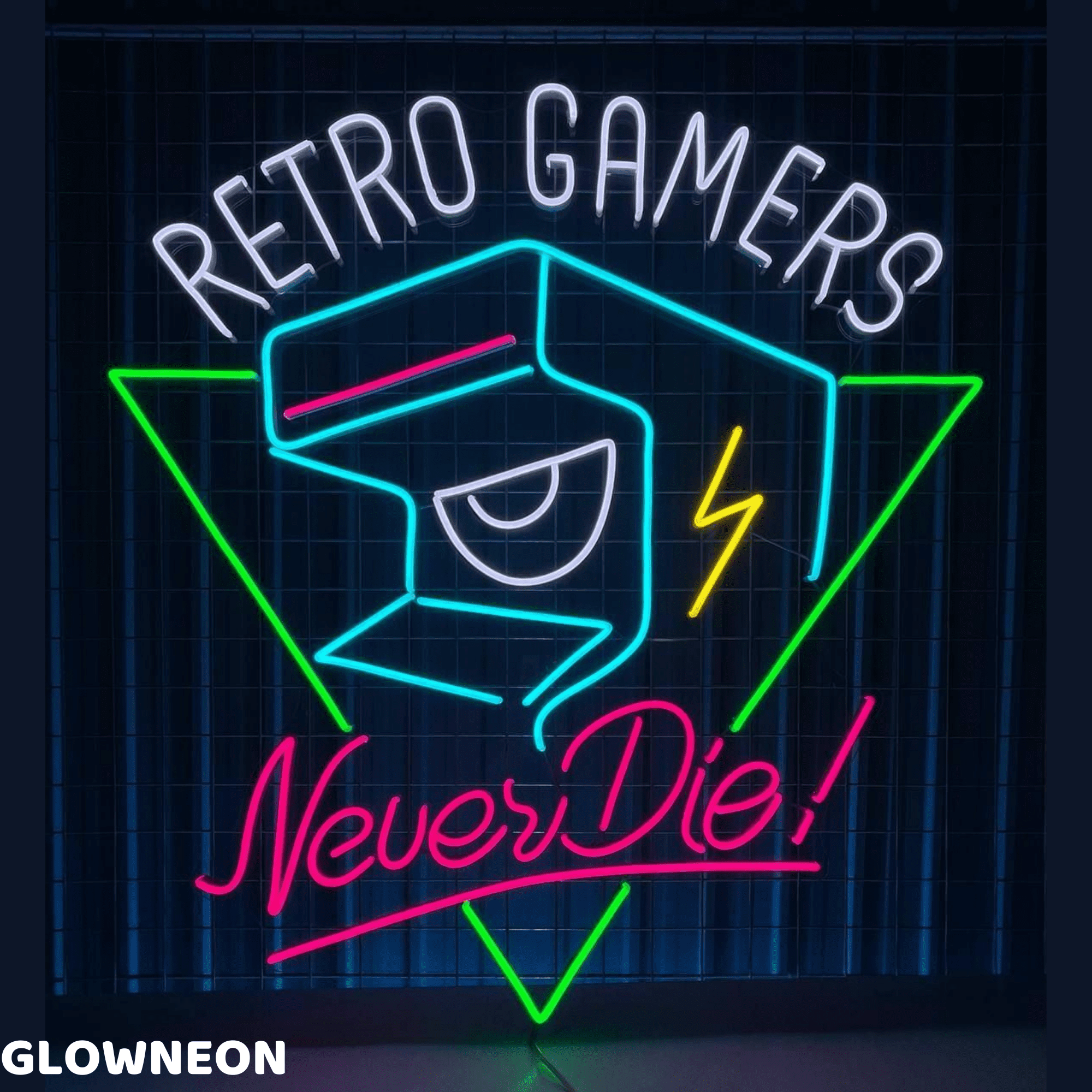 Glowneon Retro Gamers Never Die Neon Sign, Arcade Game Room Led Sign ...