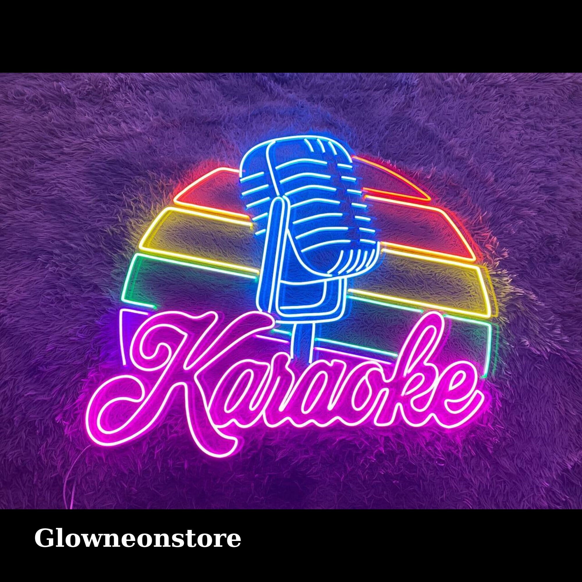 Glowneon Retro Microphone Neon Sign, Microphone Decoration, Karaoke ...