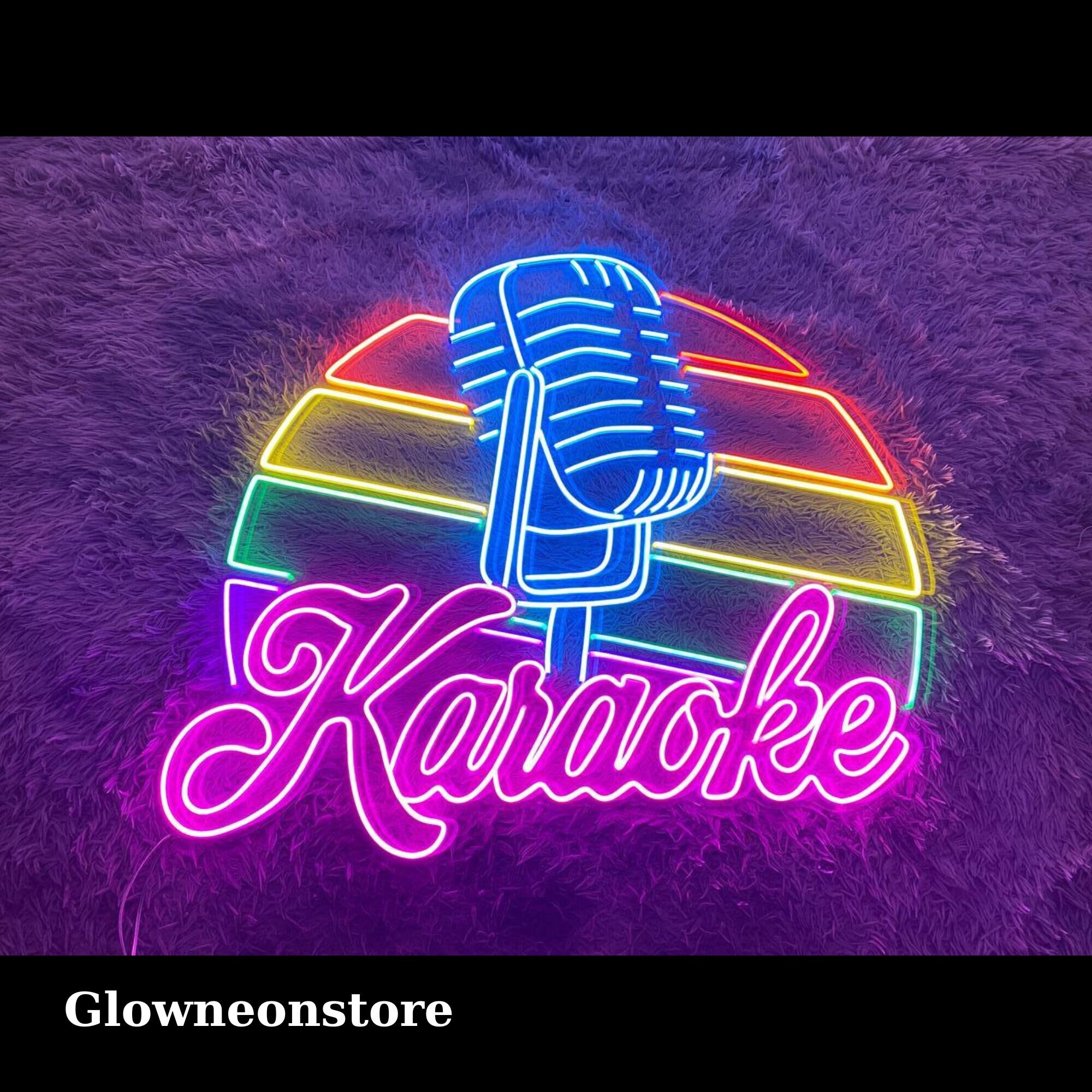 Glowneon Retro Microphone Neon Sign, Microphone Decoration, Karaoke ...