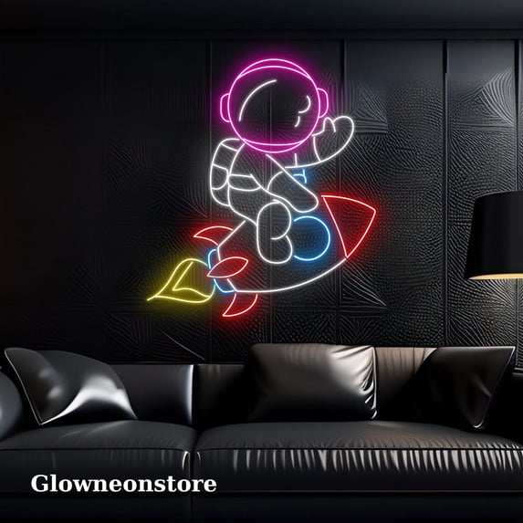 Glowneon Rocket Astronaut Neon Sign, Astronaut Neon Sign, Astronaut Led ...