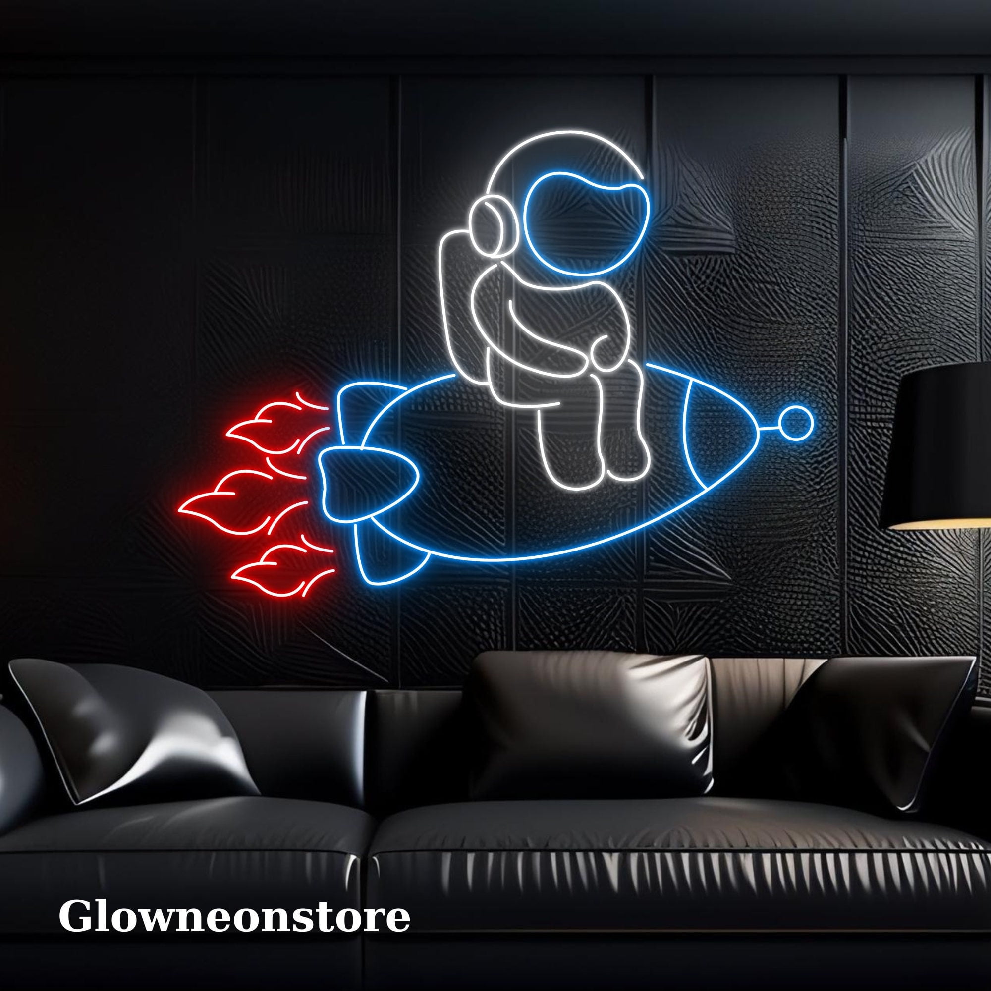 Glowneon Rocket Astronaut Neon Sign, Space Neon Light, Astronaut Wall ...