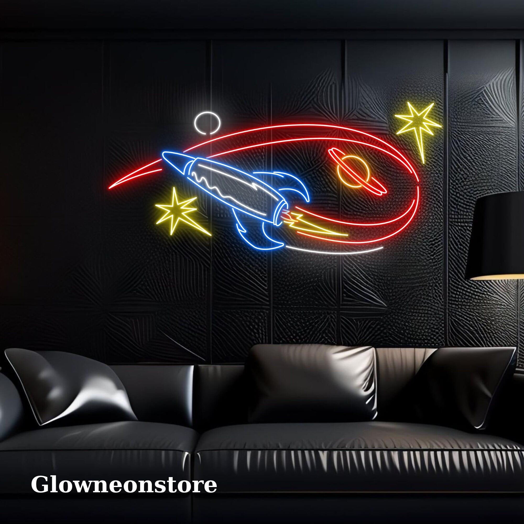 Glowneon Rocket Decoration Neon Sign, Rocket Neon Sign, Rocket Led ...