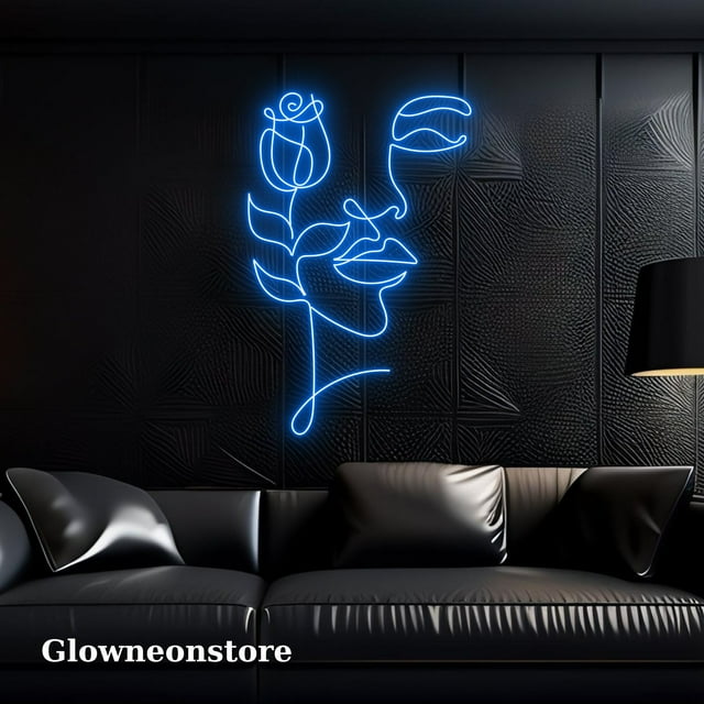 Glowneon Rose Face Girl Neon Sign Rose Face Girl Led Light Rose Face