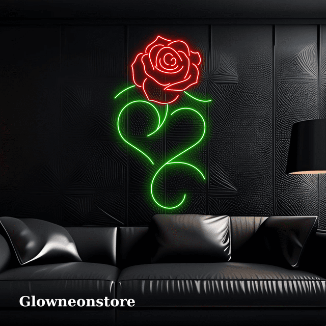 Glowneon Rose Line Art Neon Sign, Rose Led Light Wall Decoration ...