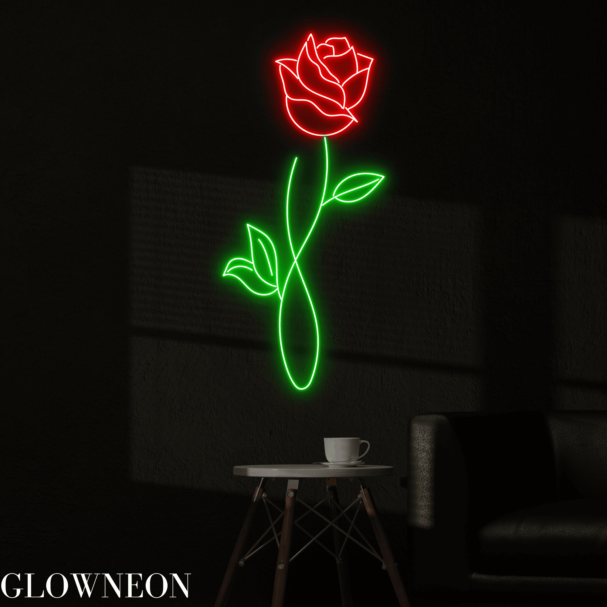 Glowneon Rose Neon Sign, Rose Flower Led Sign, Flower Shop Decor ...