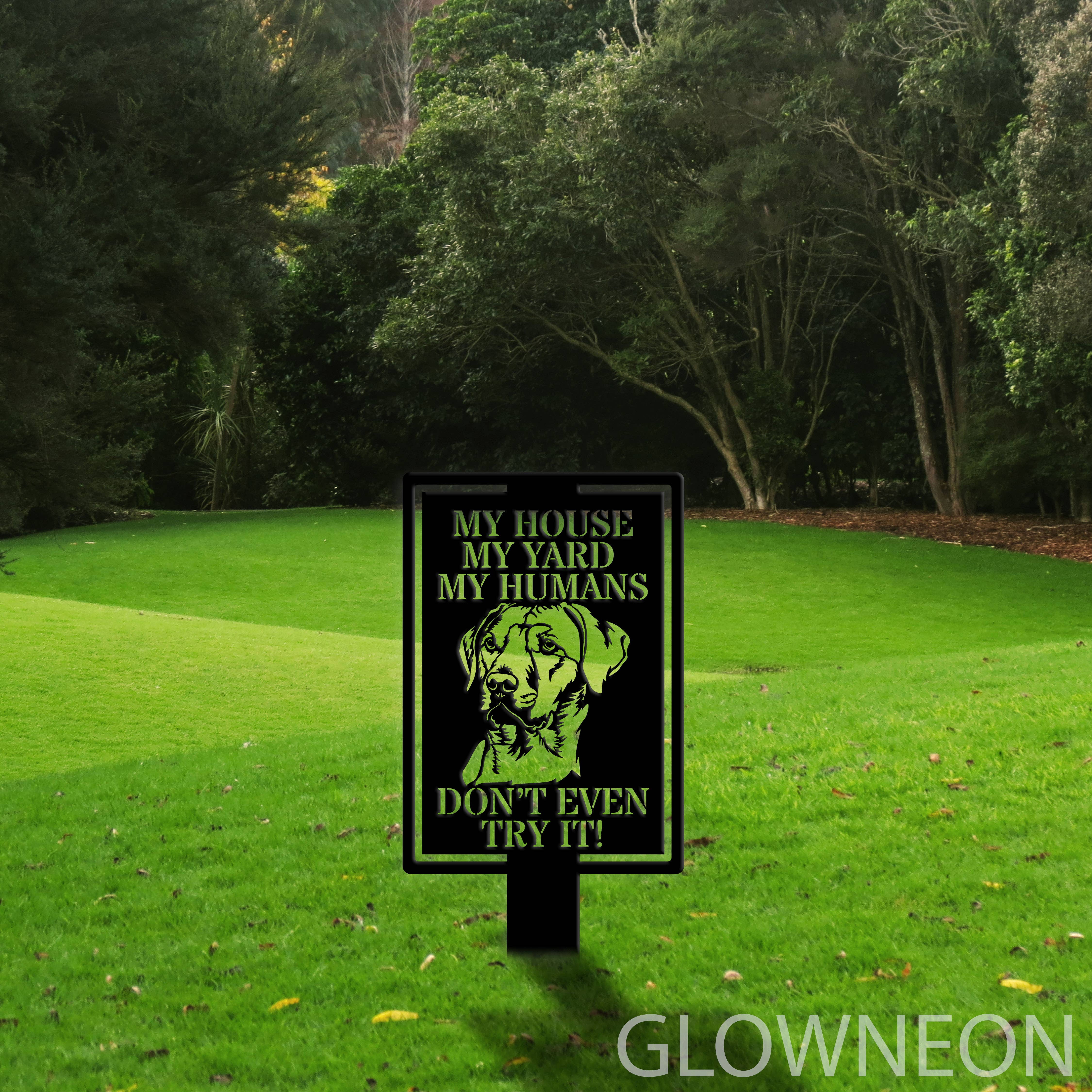 Glowneon Rottweiler Dog Metal Sign, Warning Dog Yard Stake Garden Art ...
