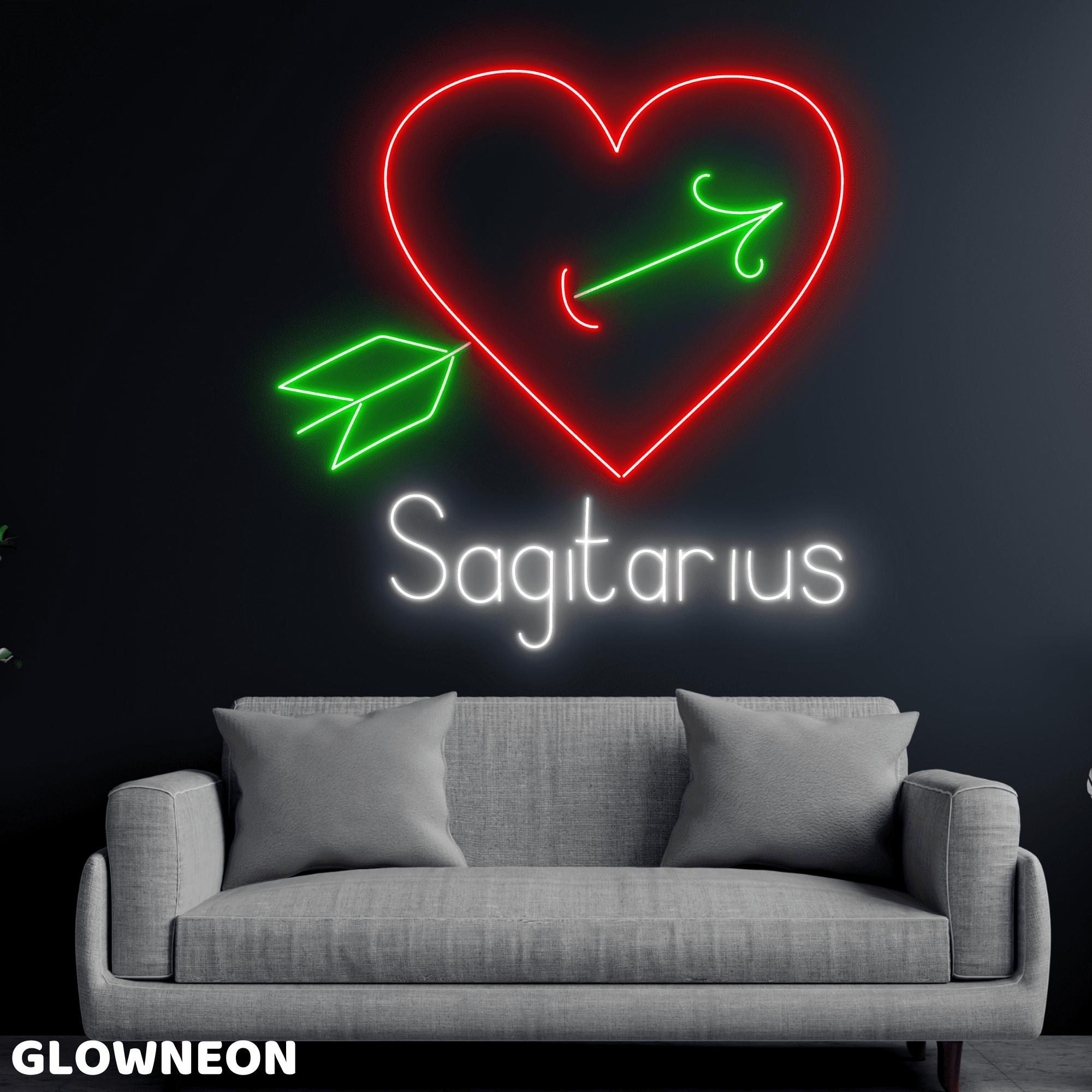 Glowneon Sagittarius Heart Neon Sign, Sagittarius Astrology Led Light ...