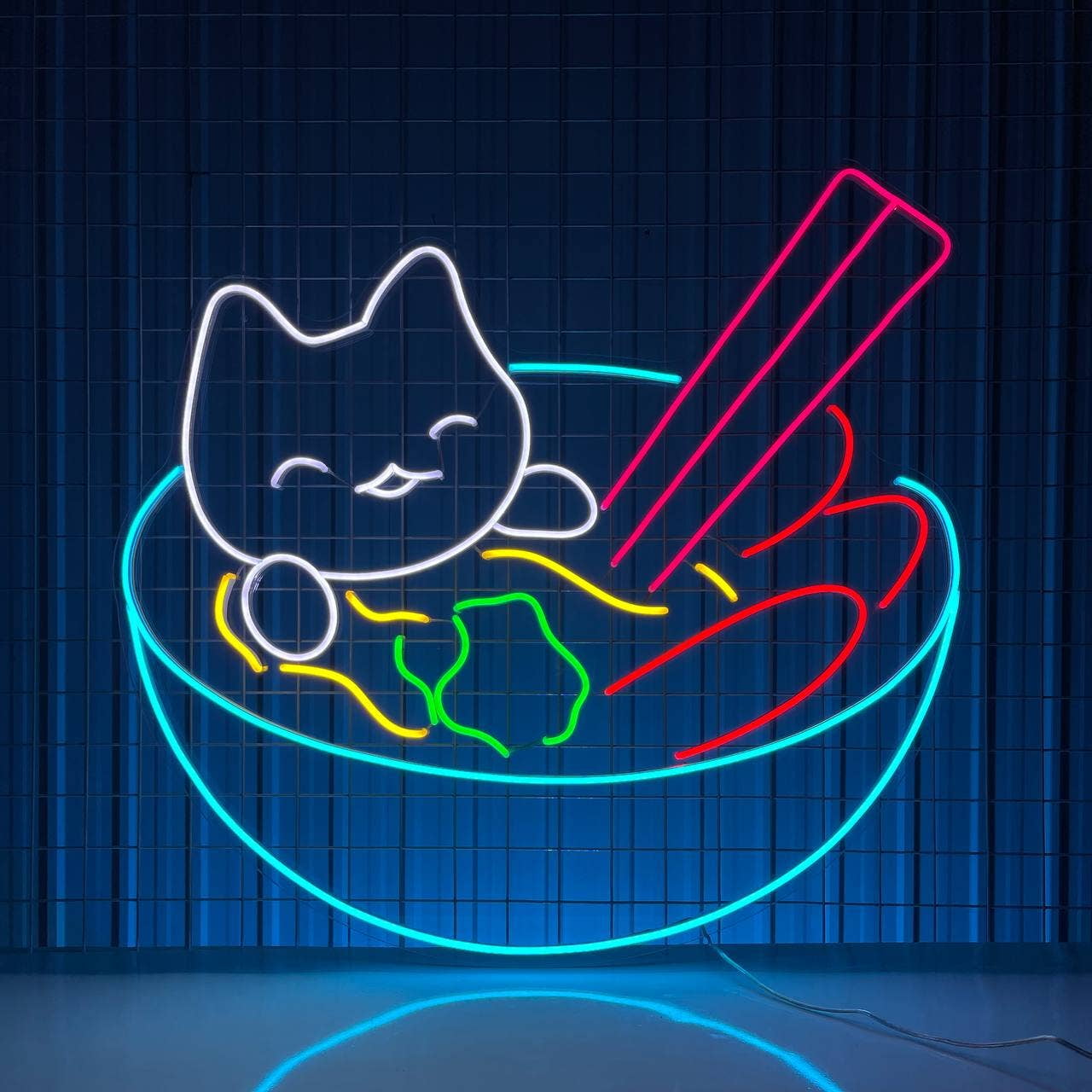 Glowneon Salad Bowl w/ Cute Cat Neon Sign, Restaurant Food Decor ...