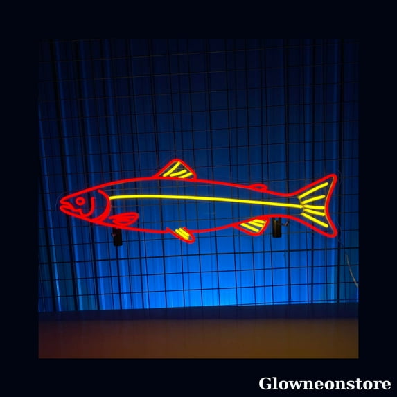 Glowneon Salmon Fish Neon Sign, Salmon Fish LED Sign, Handmade Fish ...