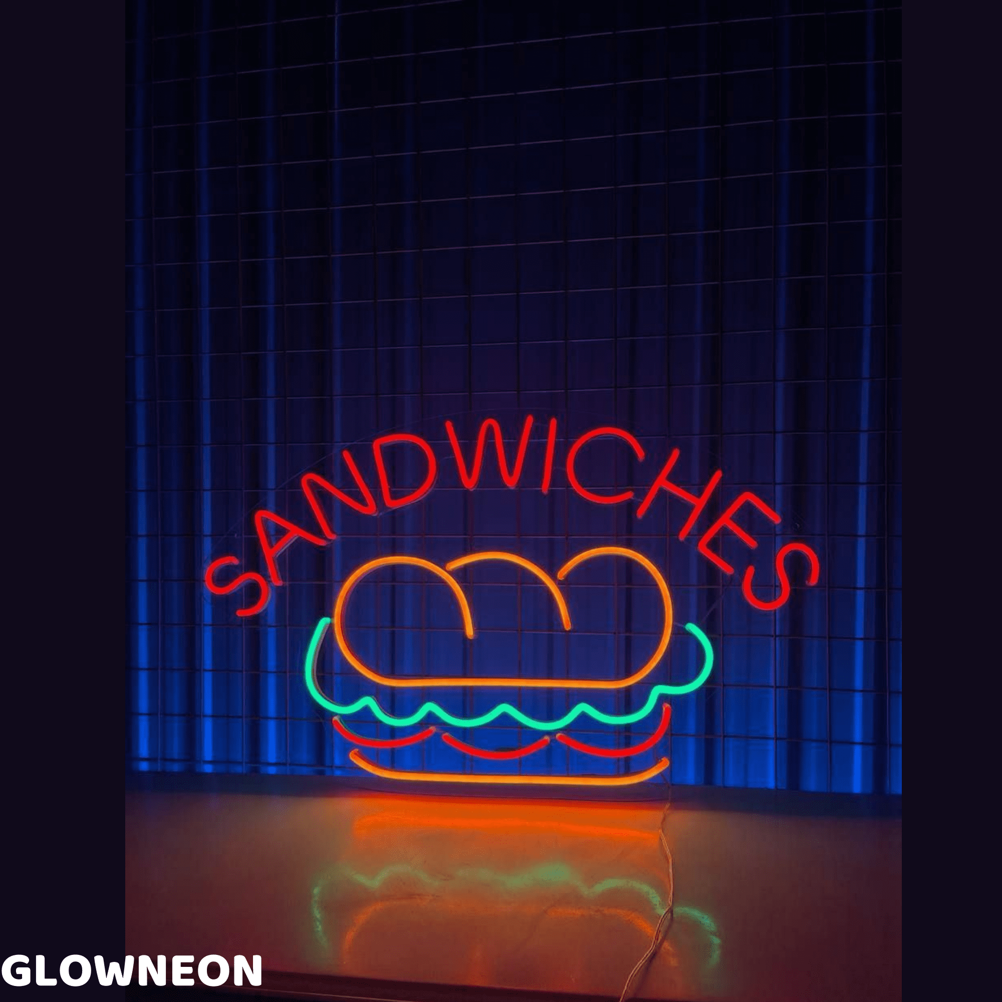 Glowneon Sandwiches Neon Sign, Open Sandwich Store Wall Neon Led Sign ...