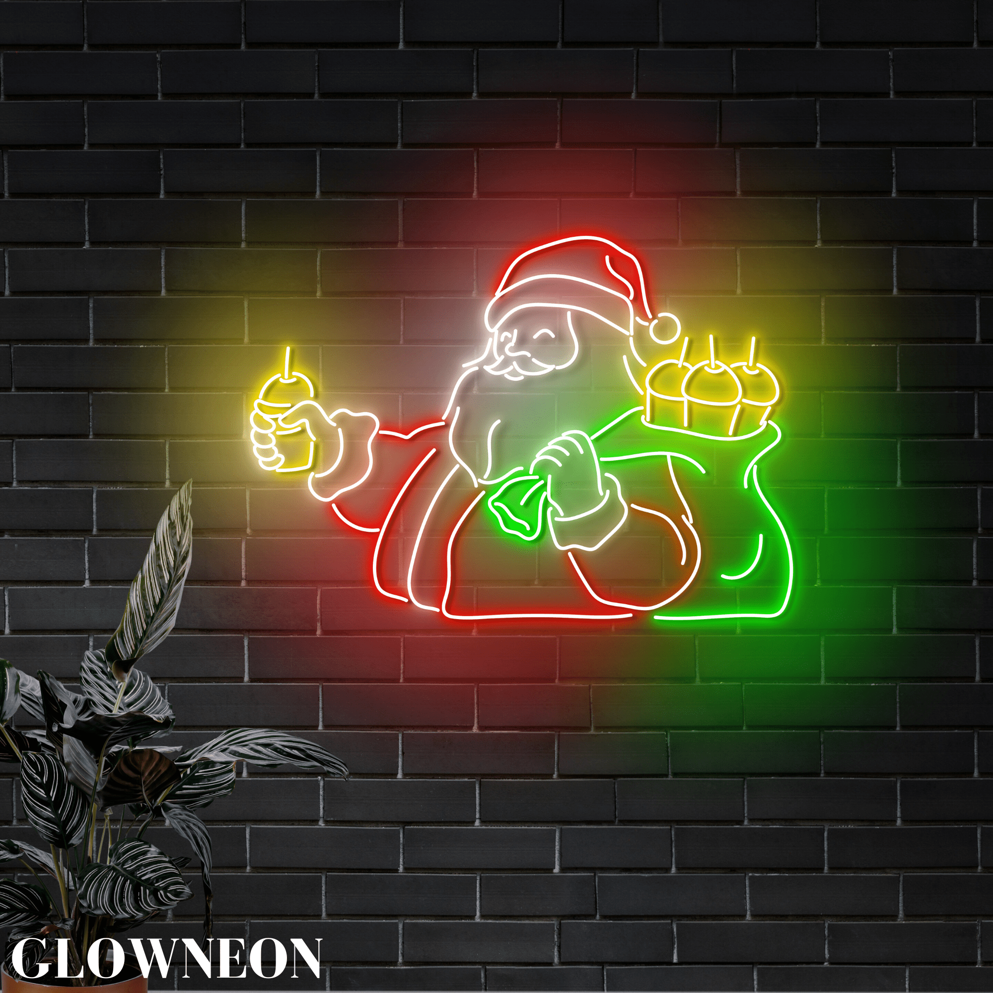 Glowneon Santa Boba Tea Neon Wall Decor, Christmas Boba Tea Shop Sign ...