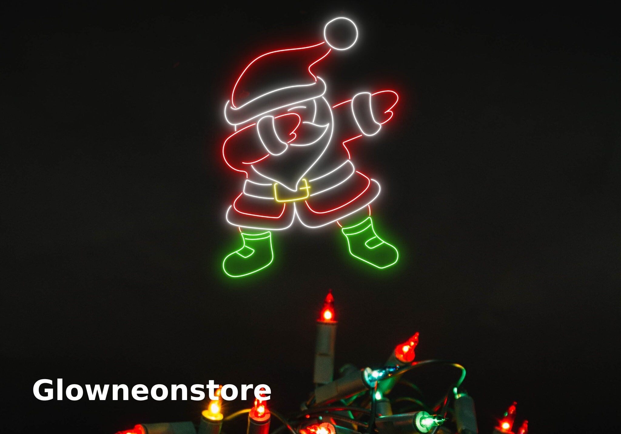 Glowneon Santa Claus Dab Neon Sign, Dabbing Santa Led Sign, Santa Claus ...