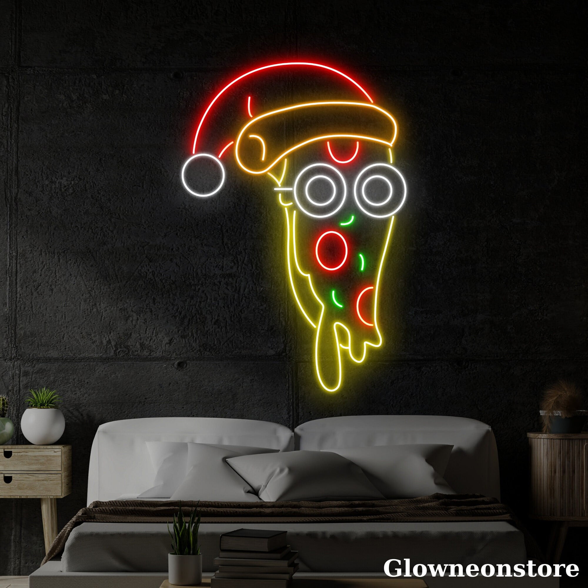 Glowneon Santa Claus Pizza Neon Sign, Pizza Santa Led Sign, Welcome ...