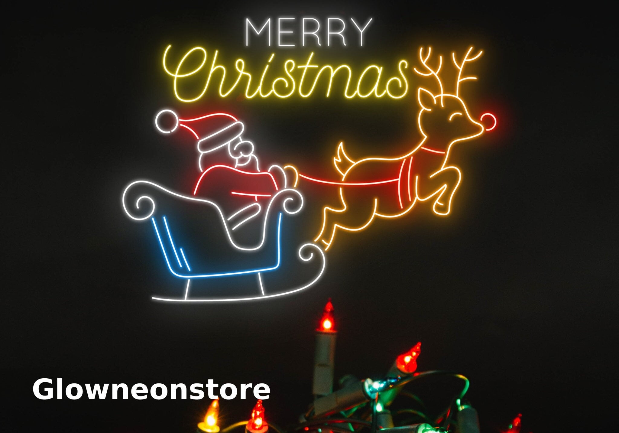 Glowneon Santa Claus Reindeer Neon Sign, Santa Claus Led Light ...