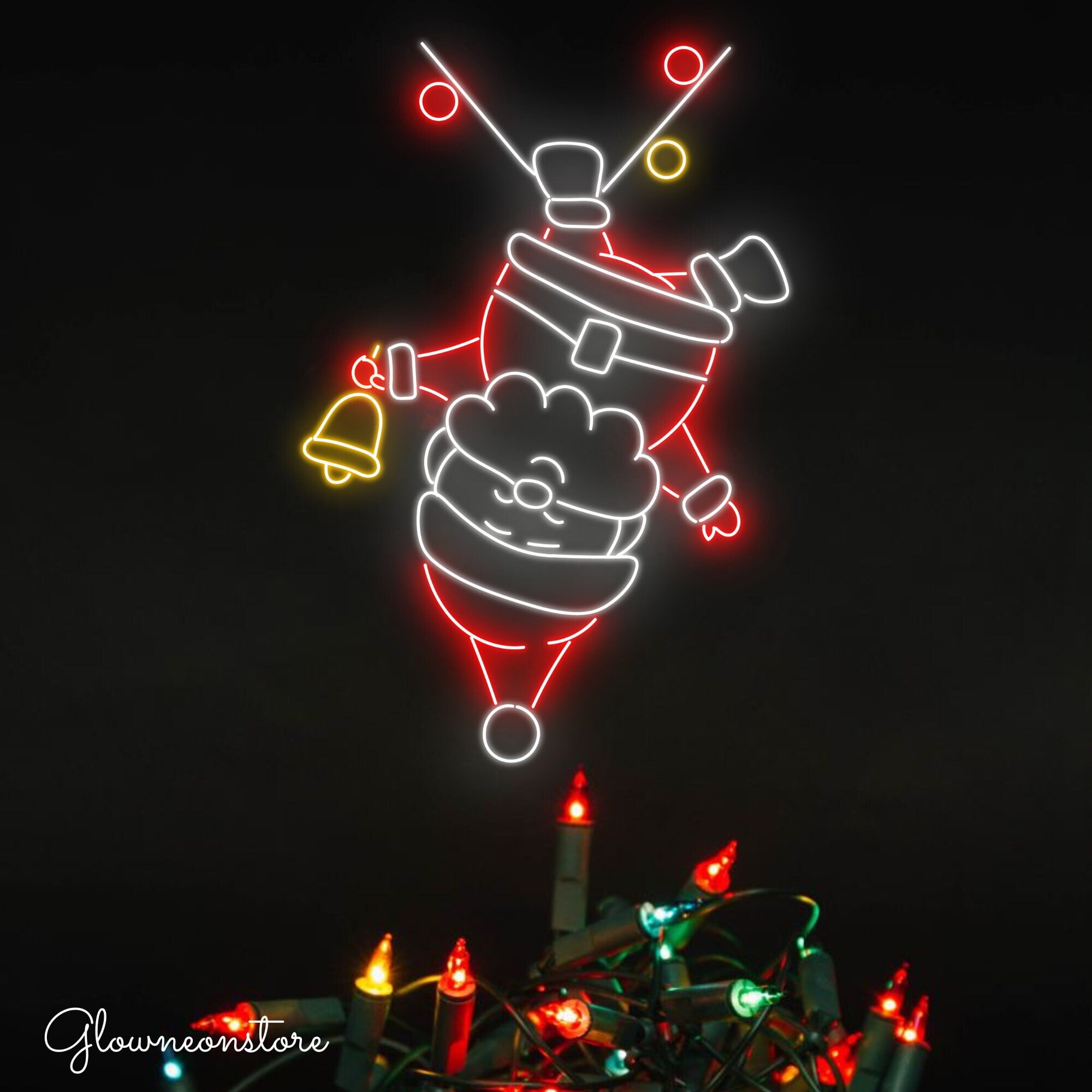 Glowneon Santa Claus Upside Down Neon Sign, Funny Santa Led Sign, Merry ...