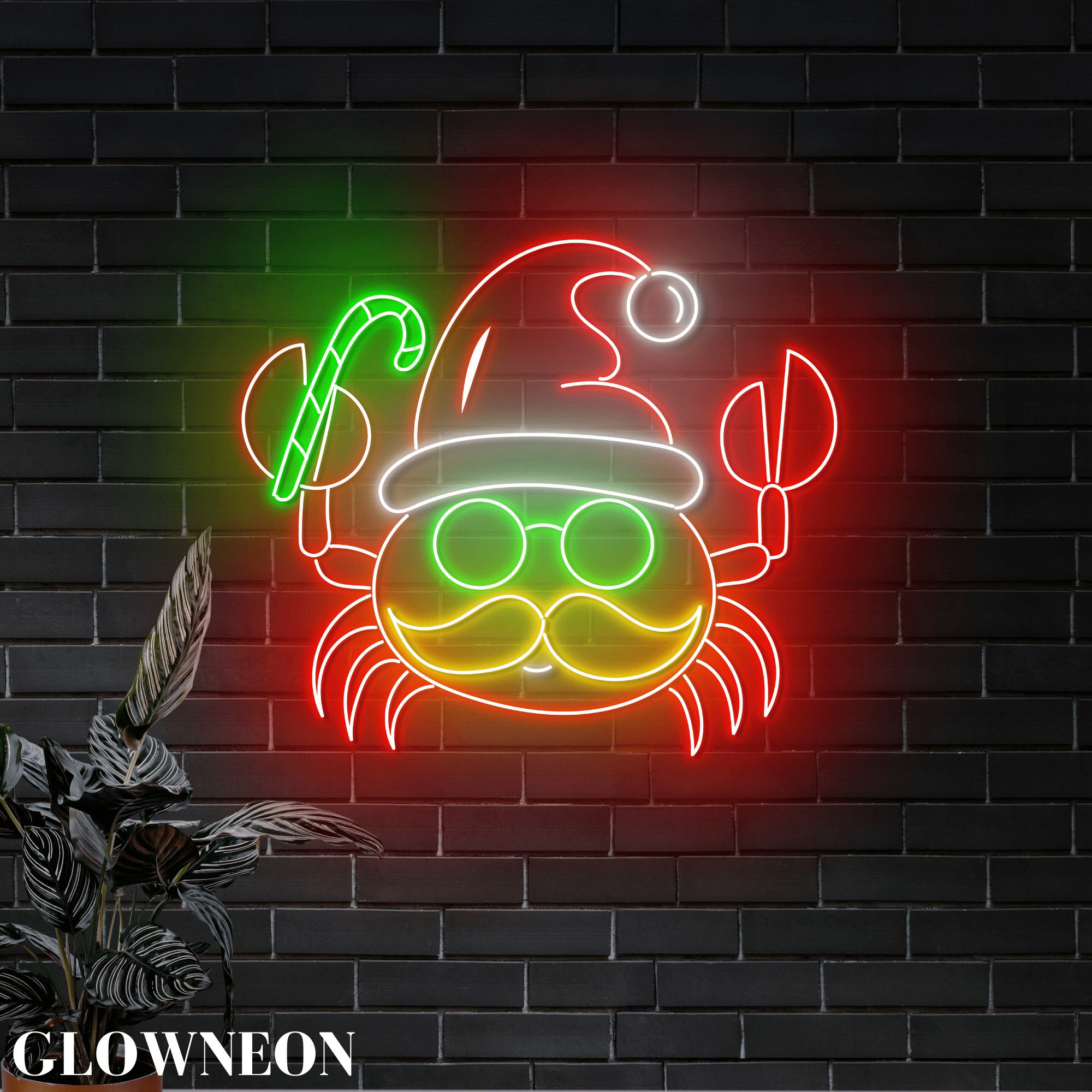 Glowneon Santa Crab Led Sign, Christmas Crab Seafood Restaurant Decor ...