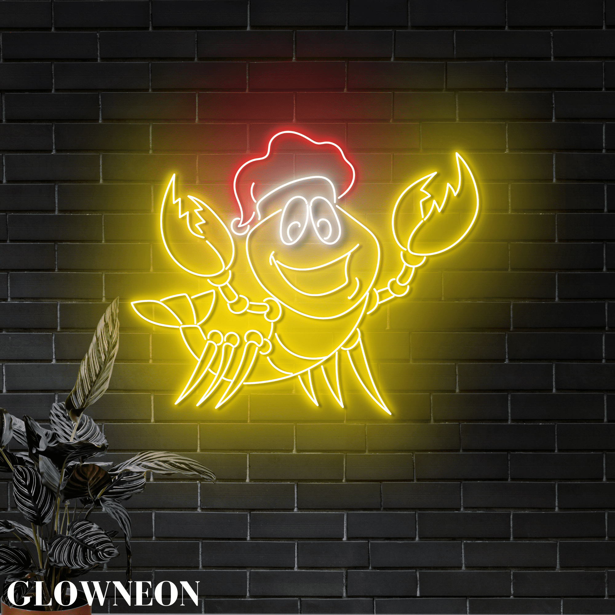 Glowneon Santa Crab Neon Sign, Christmas Crab Seafood Restaurant Sign ...