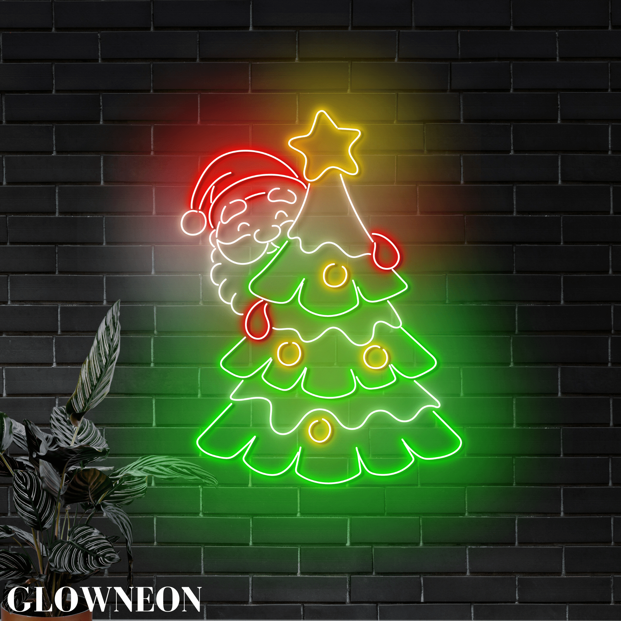 Glowneon Santa Peeking Wall Led Light, Santa Christmas Night Wall Art ...