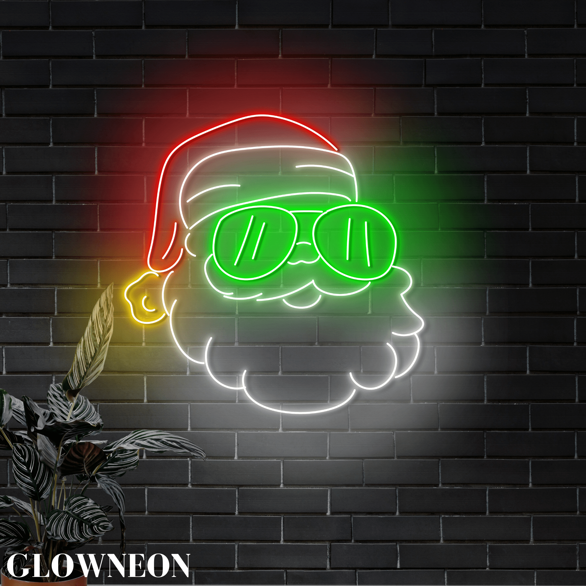 Glowneon Santa Sunglasses Neon Wall Art, Santa Christmas Party Decor ...