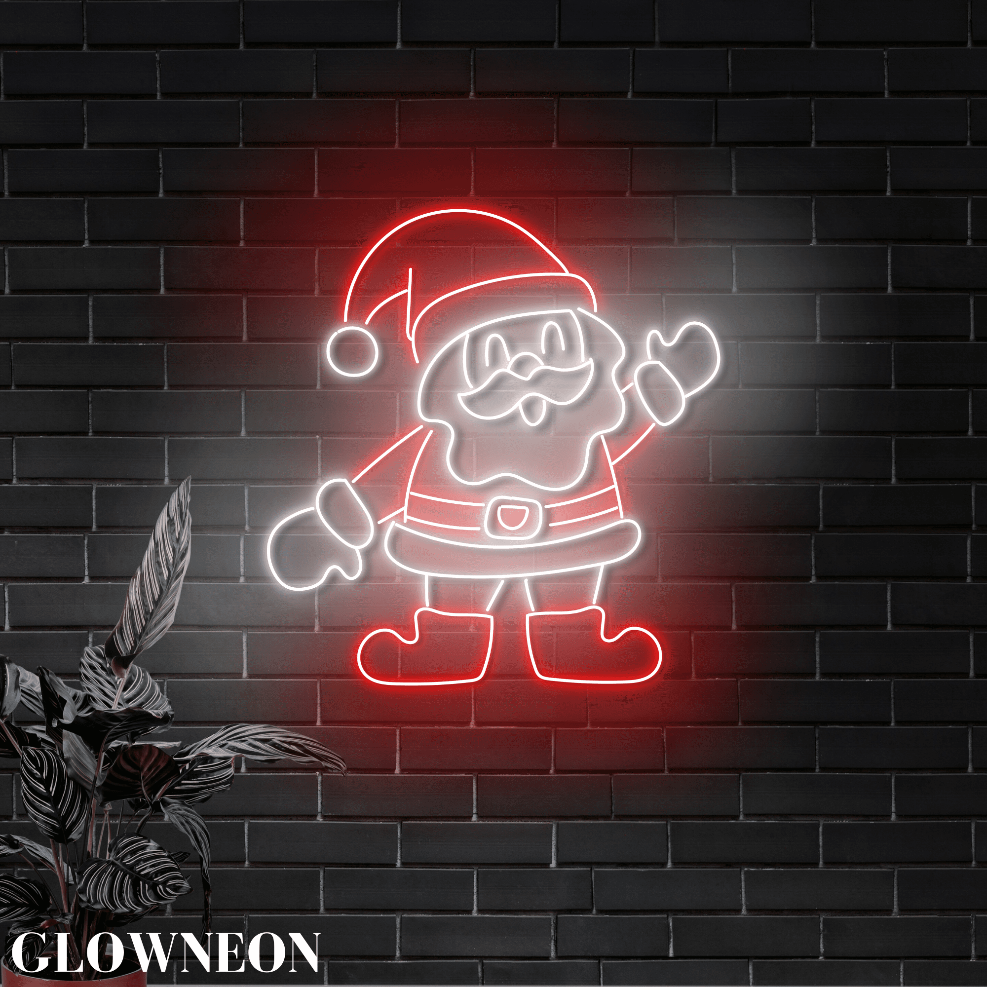 Glowneon Santa Welcome Wall Led Light, Christmas Night Santa Wall Art ...