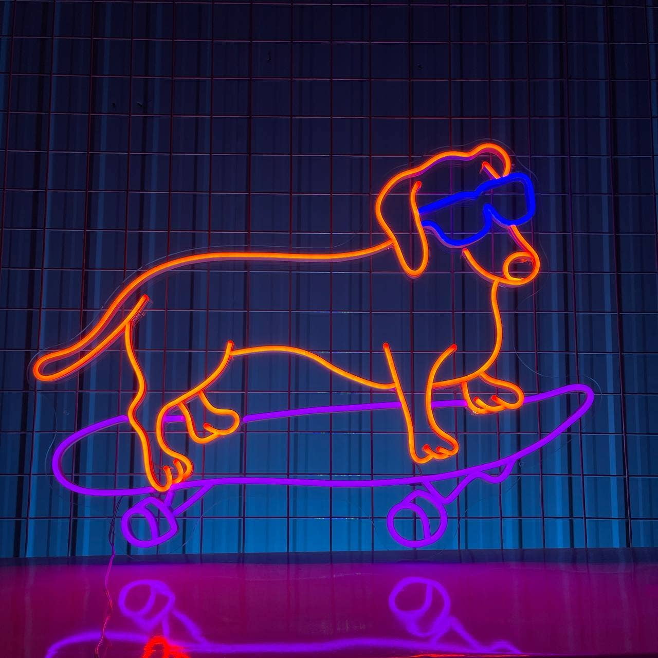Glowneon Sausage Dog Skateboarding Neon Sign, Long-lasting Decor ...