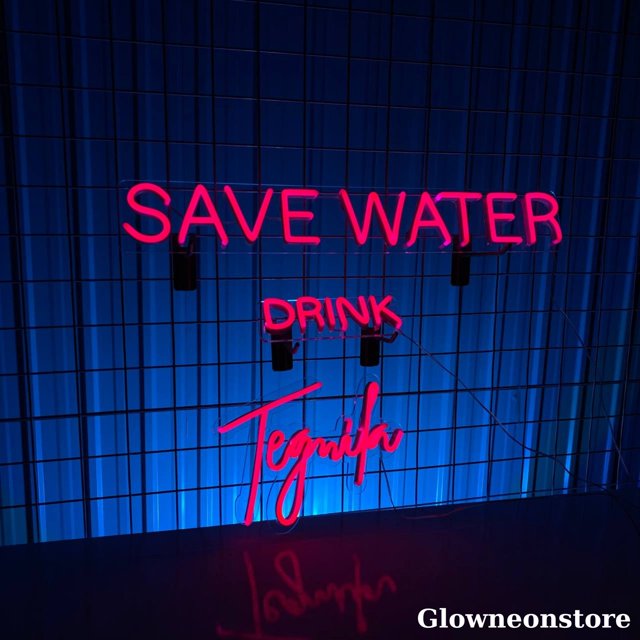 Glowneon Save Water Drink Tequila Neon Sign, Tequila Led Sign, Bar Pub ...