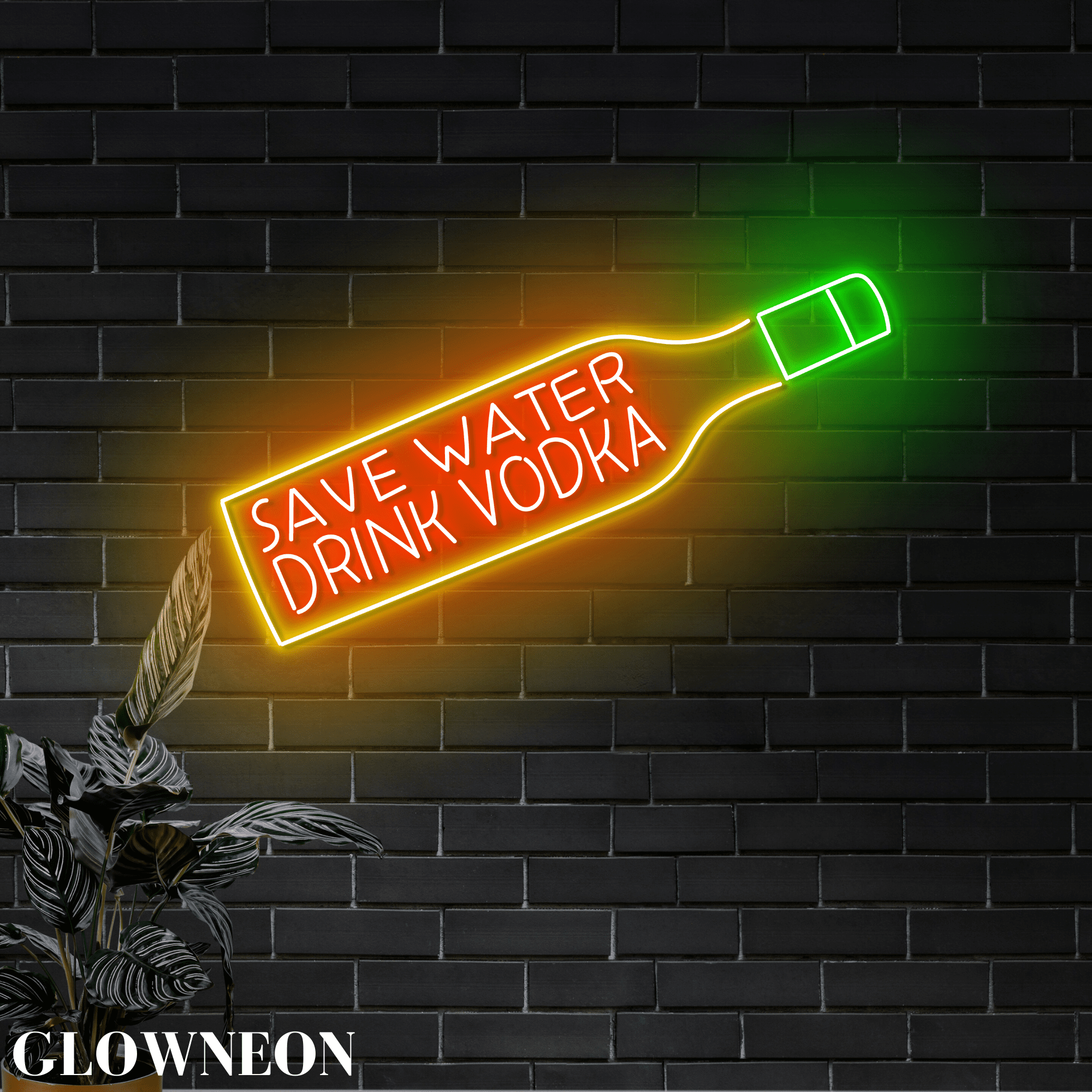 Glowneon Save Water Drink Vodka Neon Light, Vodka Wine Bar Wall Decor ...