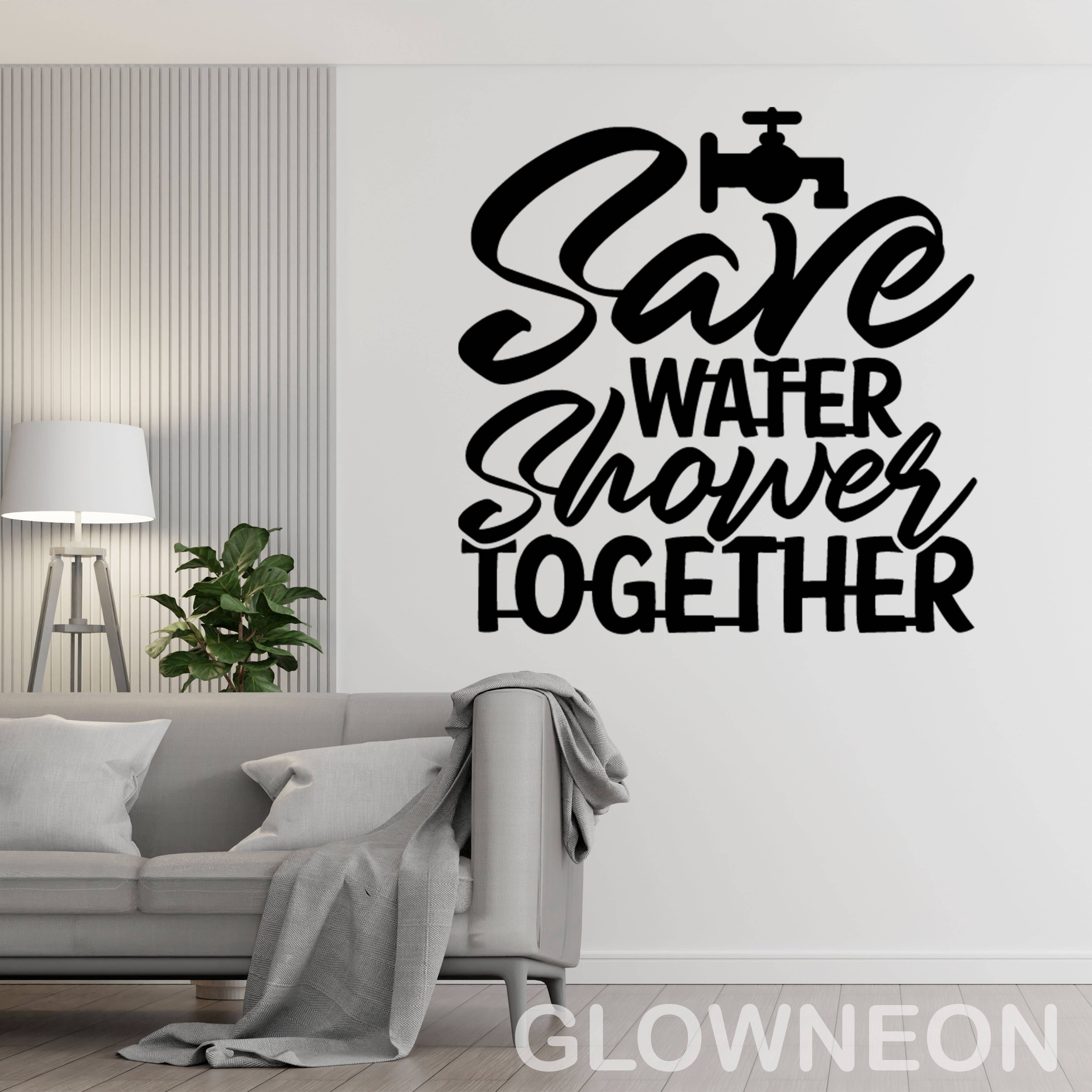 Glowneon Save Water Shower Together Metal Wedding Bathroom Wall Decor ...