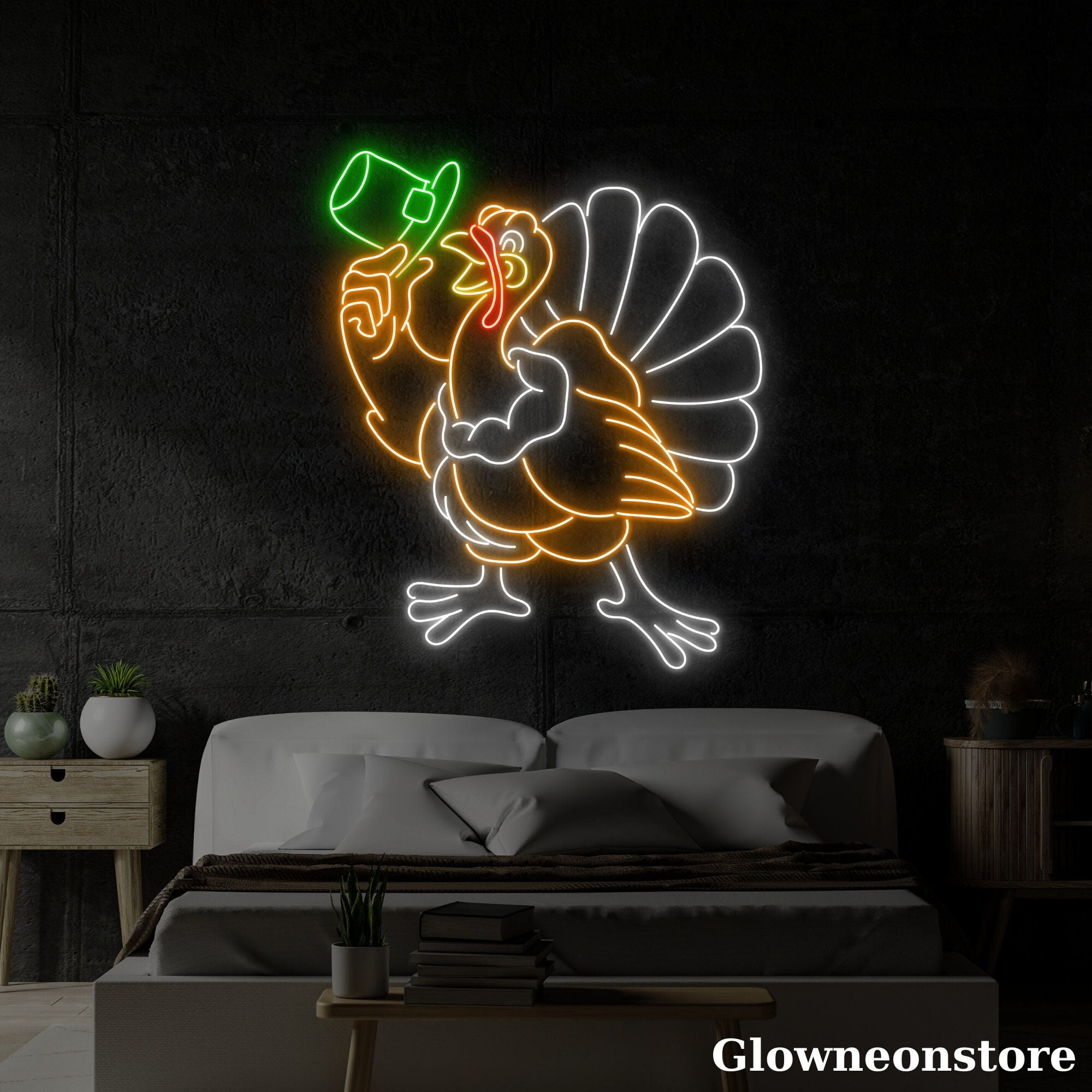 Glowneon Say Hi Turkey Neon Sign, Hello Turkey Led Sign, Thanksgiving ...