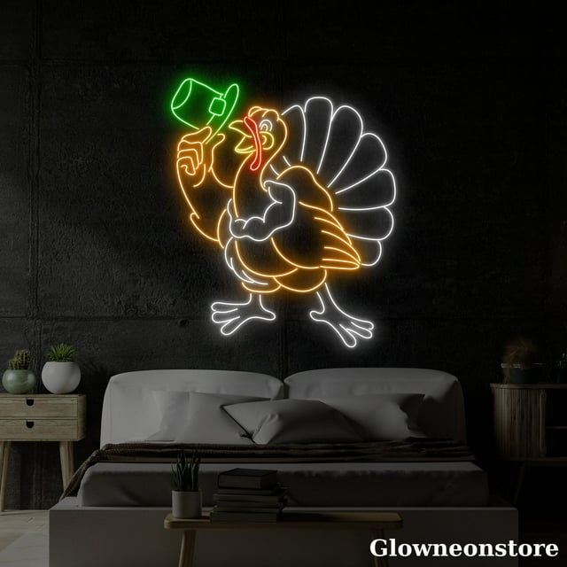 Glowneon Say Hi Turkey Neon Sign, Hello Turkey Led Sign, Thanksgiving ...