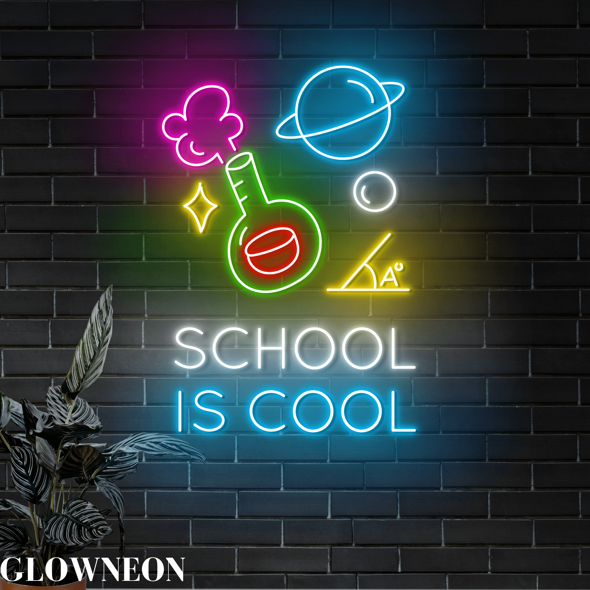 Glowneon School Is Cool Led Wall Decor, School Classroom Led Wall Art ...