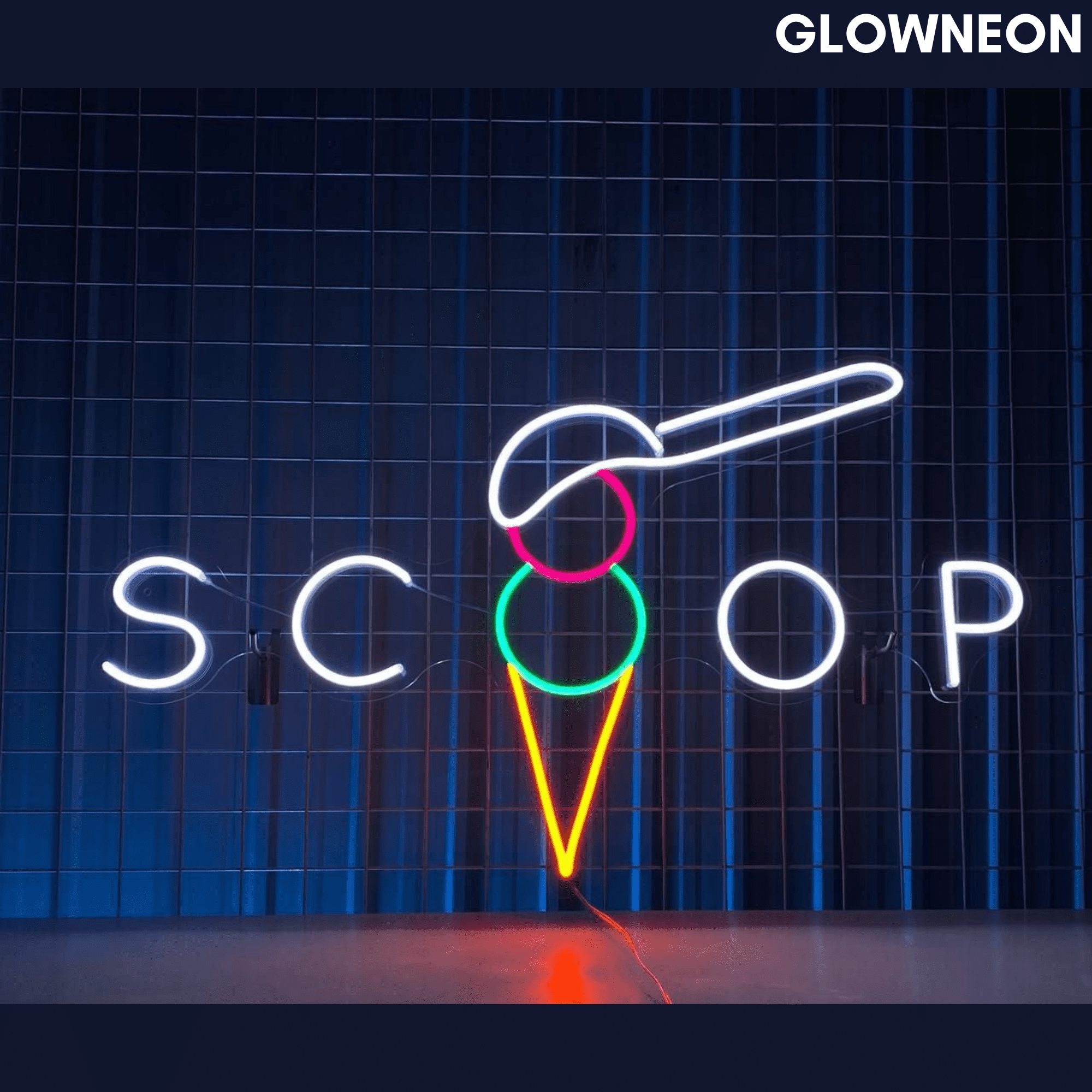 Glowneon Scoop Ice Cream Neon Sign, Ice Cream Store Wall Led Decor ...