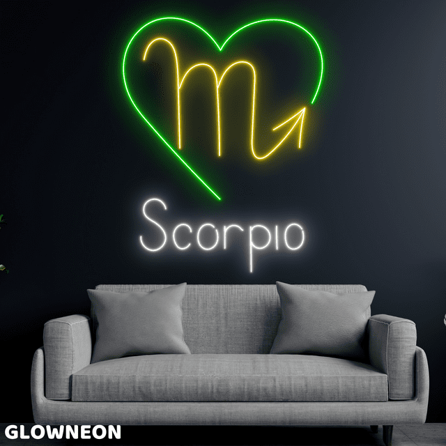 Glowneon Scorpio Heart Neon Sign, Scorpio Zodiac Horoscope Led Light ...