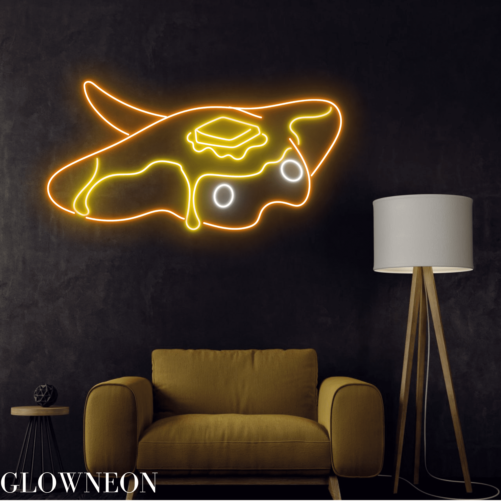 Glowneon Sea Pancake Neon Sign, Ray Fish Pancake Bakery Wall Led Sign ...