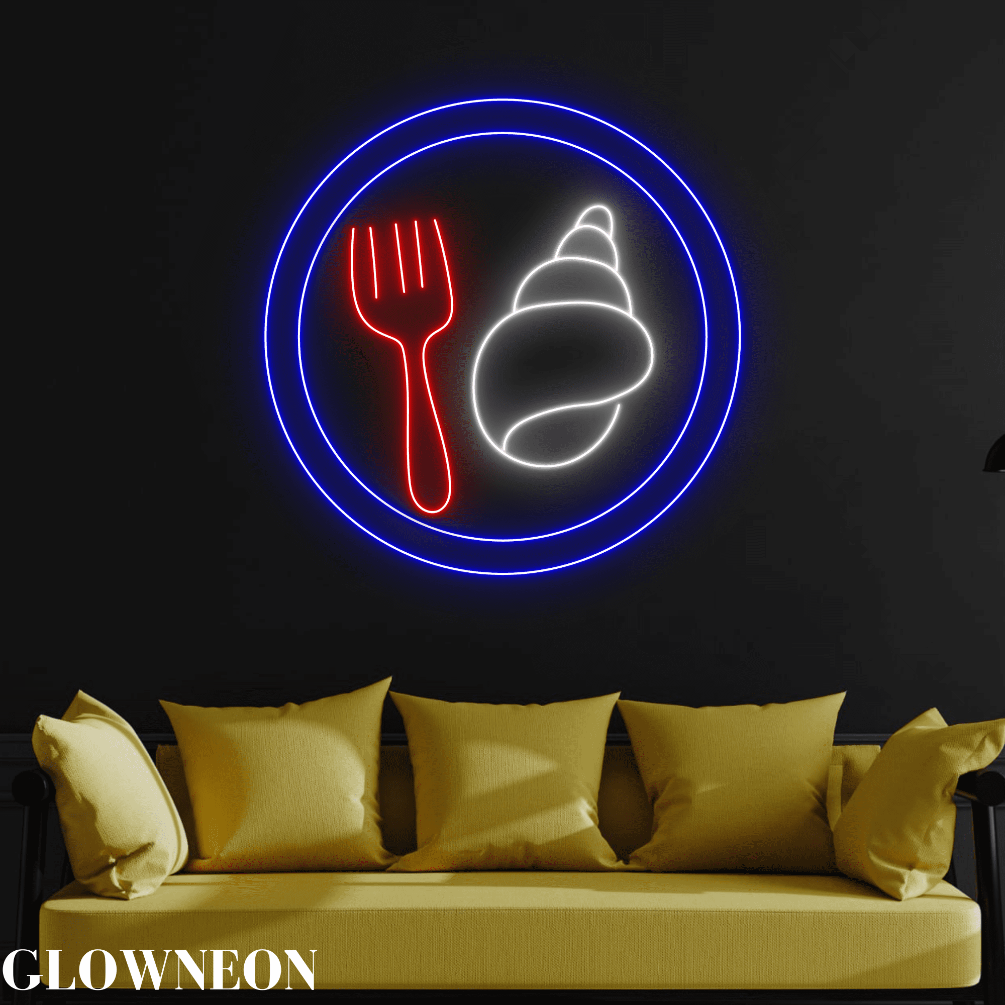 Glowneon Seafood Dish Neon Decor, Seafood Restaurant Wall Led Light ...