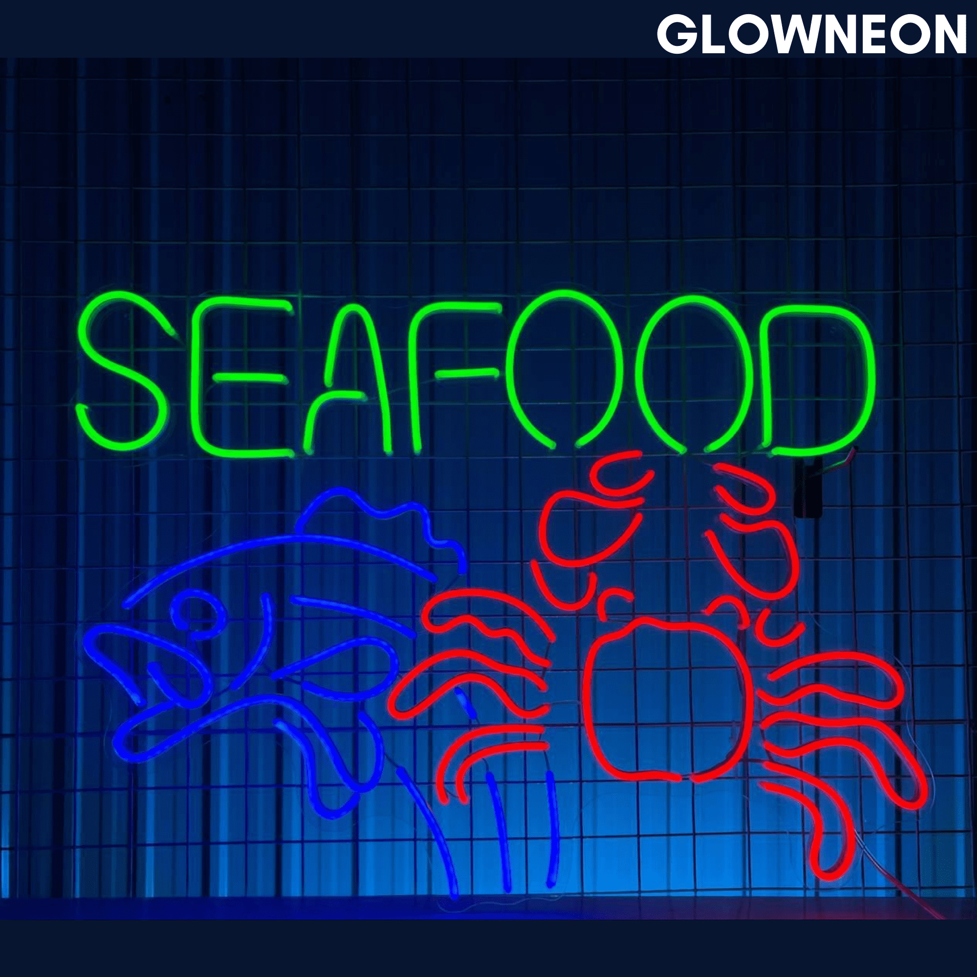Glowneon Seafood Neon Sign, Open Seafood Restaurant Wall Led Light ...