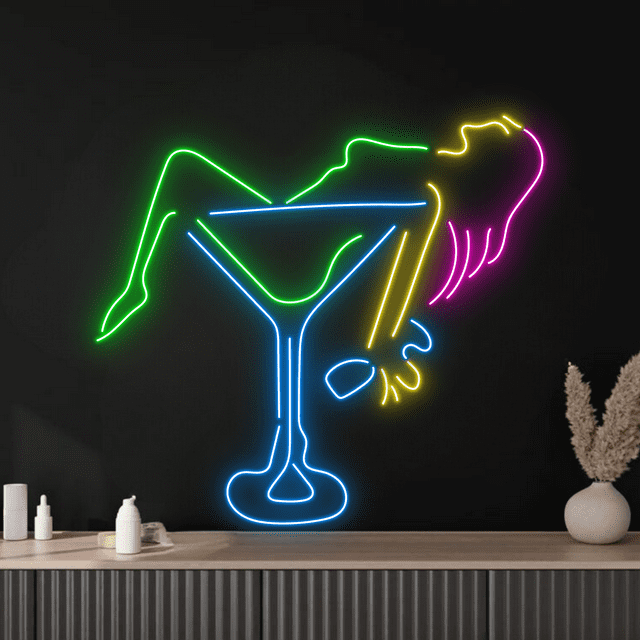 Glowneon Sexy Girl Drink Cocktail Neon Signs Bar Pub Wall Decor