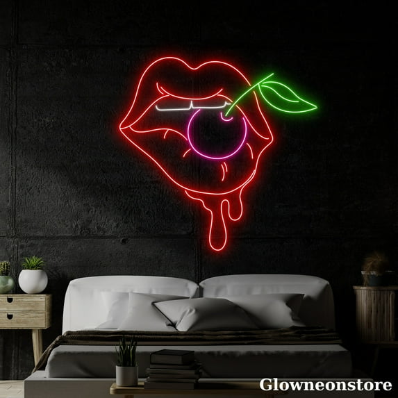 Glowneon Sexy Lips Neon Sign, Sexy Mouth Led Sign, Cherry Neon Light ...