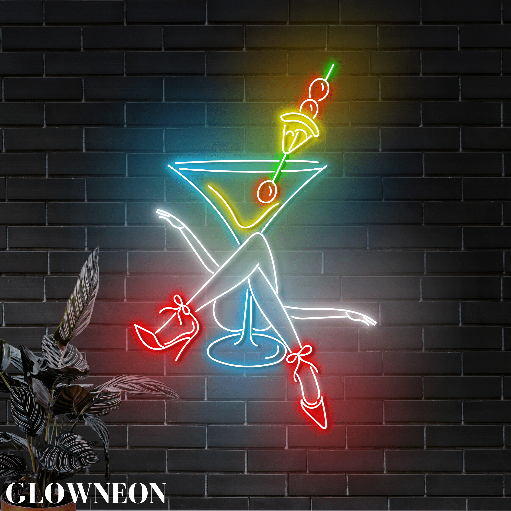 Glowneon Sexy Woman Legs Cocktail Glass Neon Sign, Cocktail Bar Decor ...