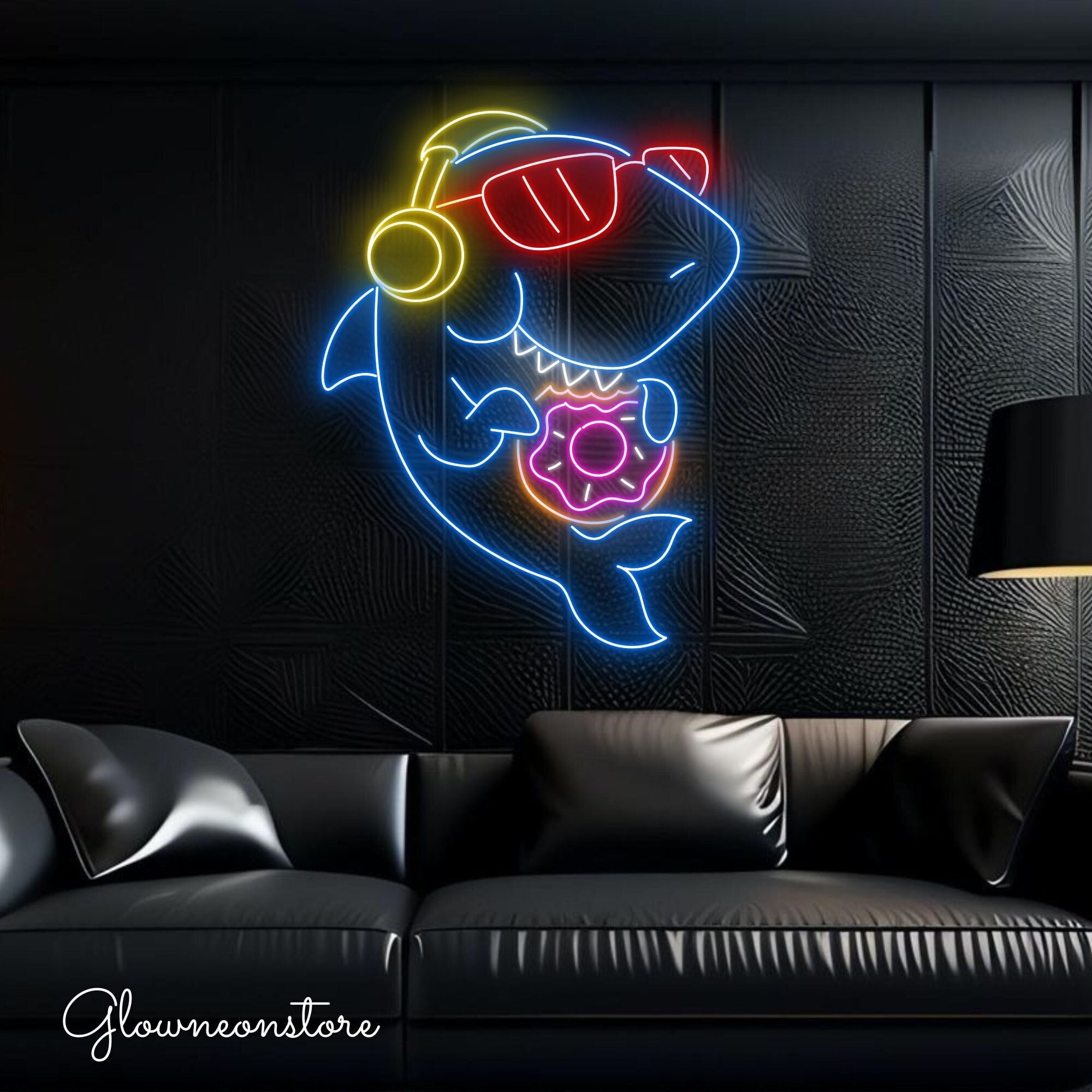 Glowneon Shark Donut Neon Sign, Shark Donut Led Light, Donut Shop Decor ...